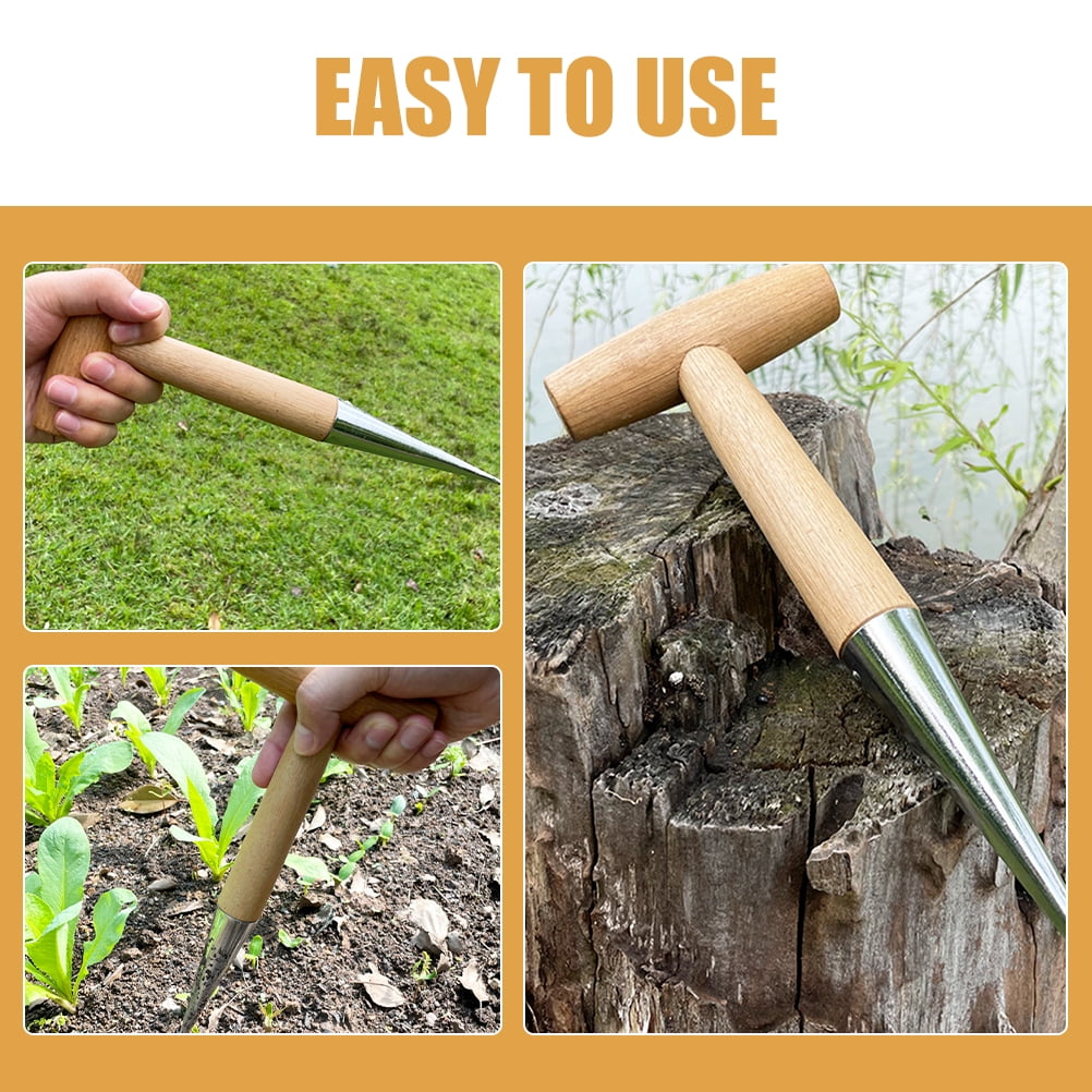 SOPOTUTU Garden Hole Digger Tool T-Handle Soil Digger Multi Chromium ...