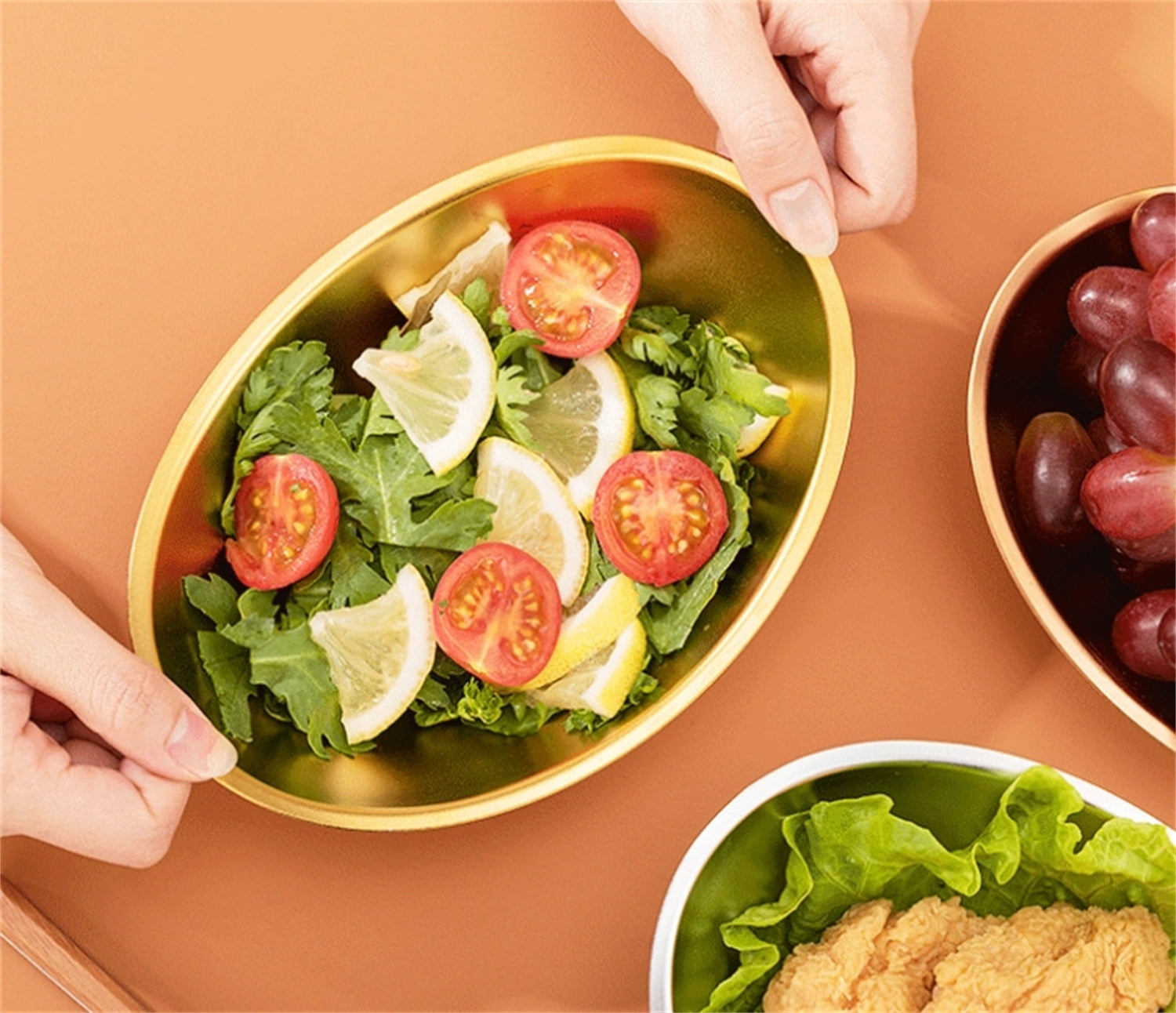 DIAEDGE Stainless Steel Ingot-shaped Bowl Serving Soup Bowl Salad Bowl ...