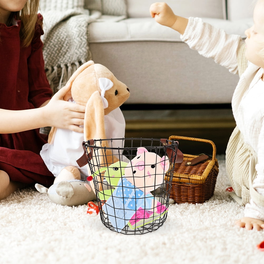 DIAEDGE Table Top Firepit Metal Wire Mesh Basket Round Firewood Storage ...