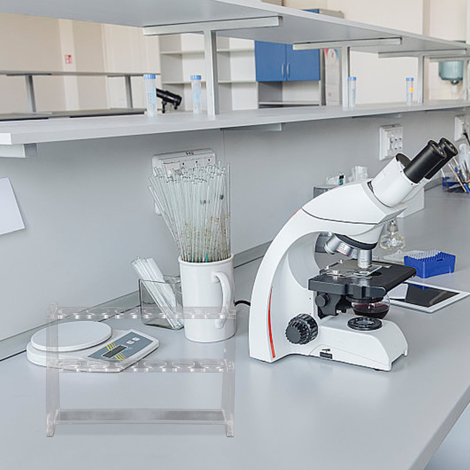 SOPOTUTU Laboratory Test Tube Rack Test Tube Rack Silver Acrylic 1Pcs ...