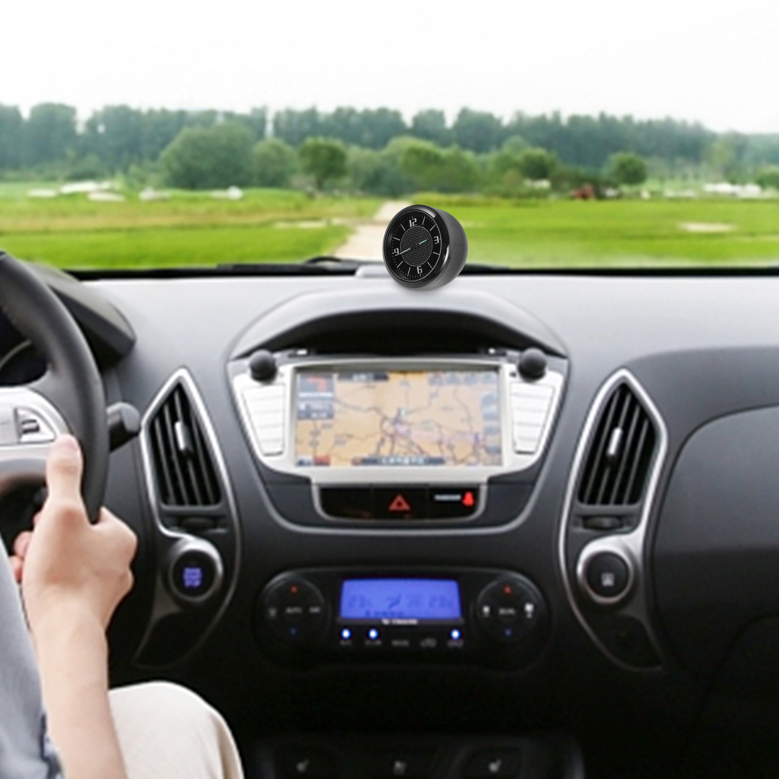 DIAEDGE Vehicle Clock Car Mini Clock Automotive Dashboard Clock Glow in ...