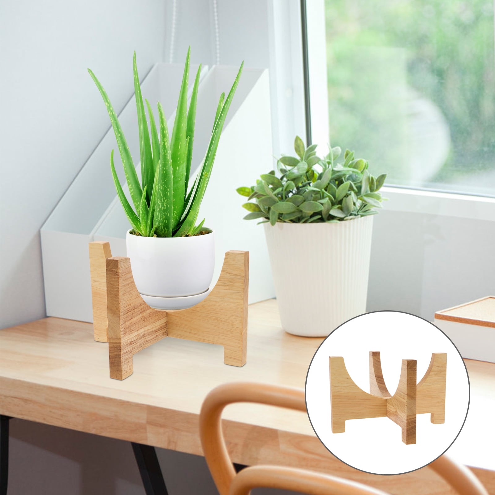 DIAEDGE Wooden Plant Stand Wooden Potted Plant Riser Household Planter ...
