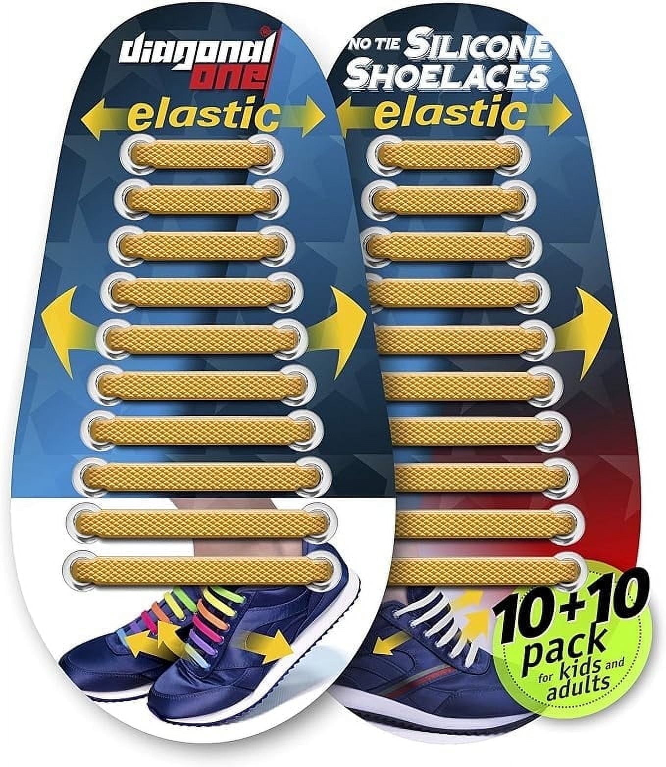 Diagonal One Elastic No Tie Shoe Laces for Adults Sneakers & Kids ...
