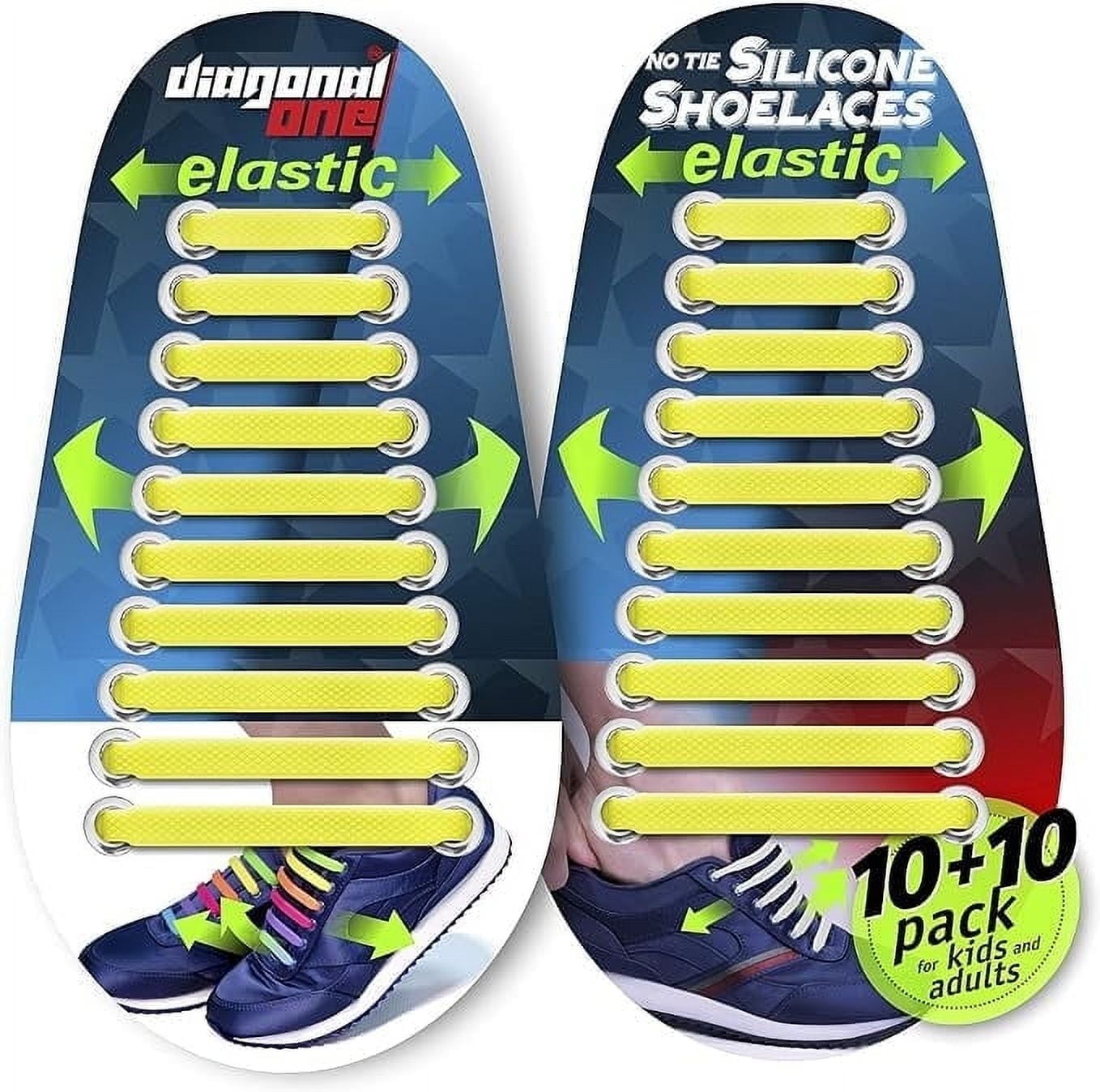 Diagonal One Elastic No Tie Shoe Laces for Adults Sneakers & Kids ...