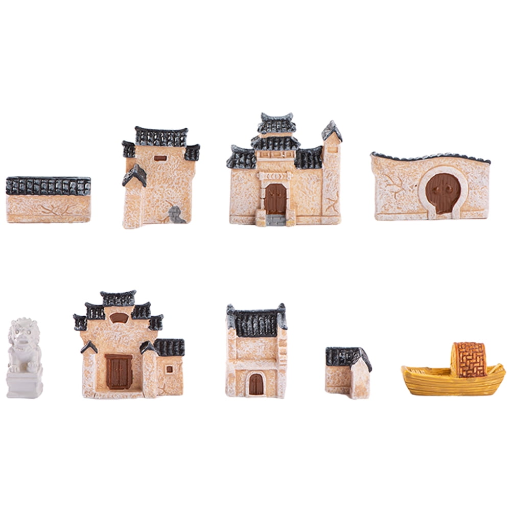 DIALLY 1 Set Chinese Style House Models Mini Resin House Model Micro ...