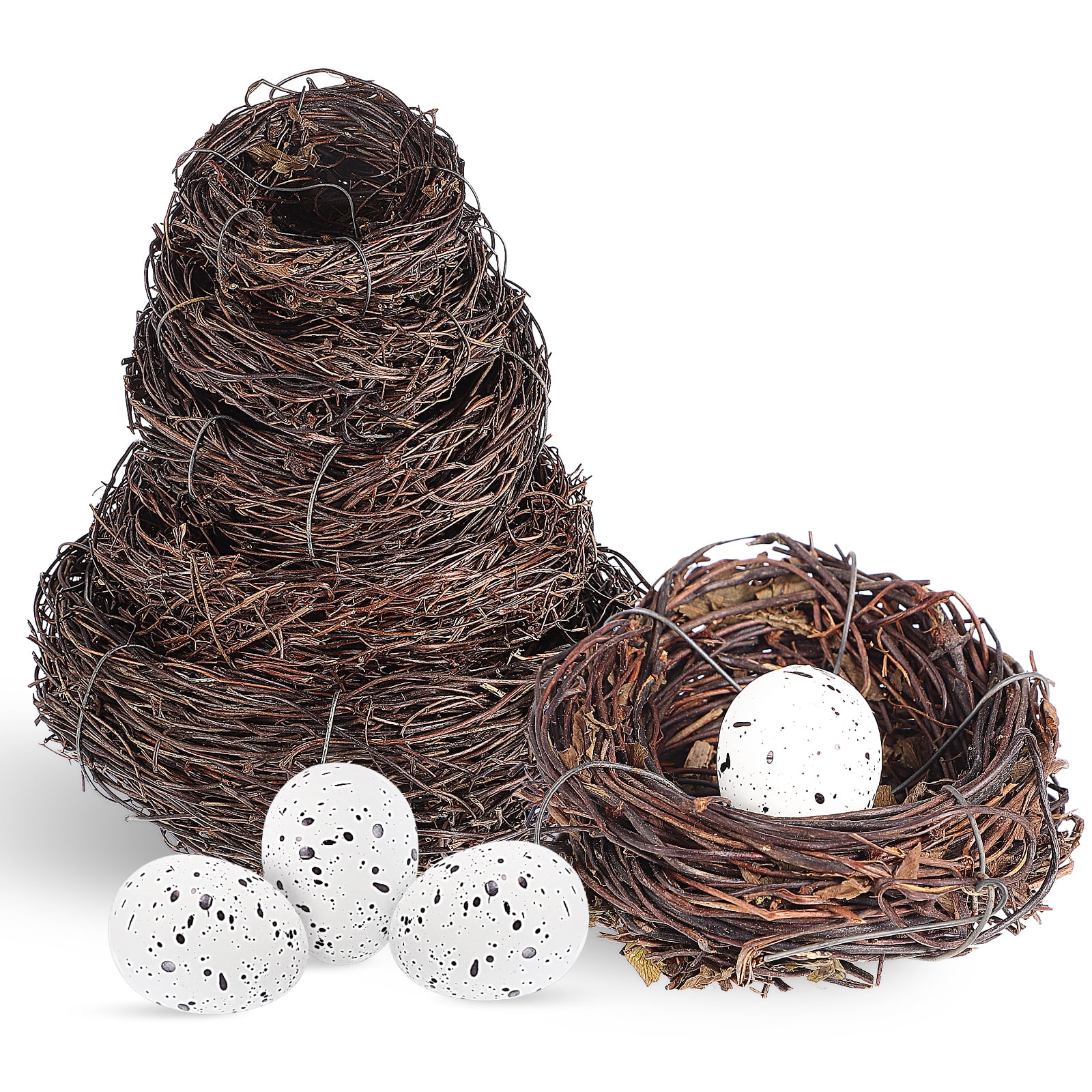 FUEENIRVA Natural Rattan Bird Nest Ornament Round Shape DIY Craft for ...