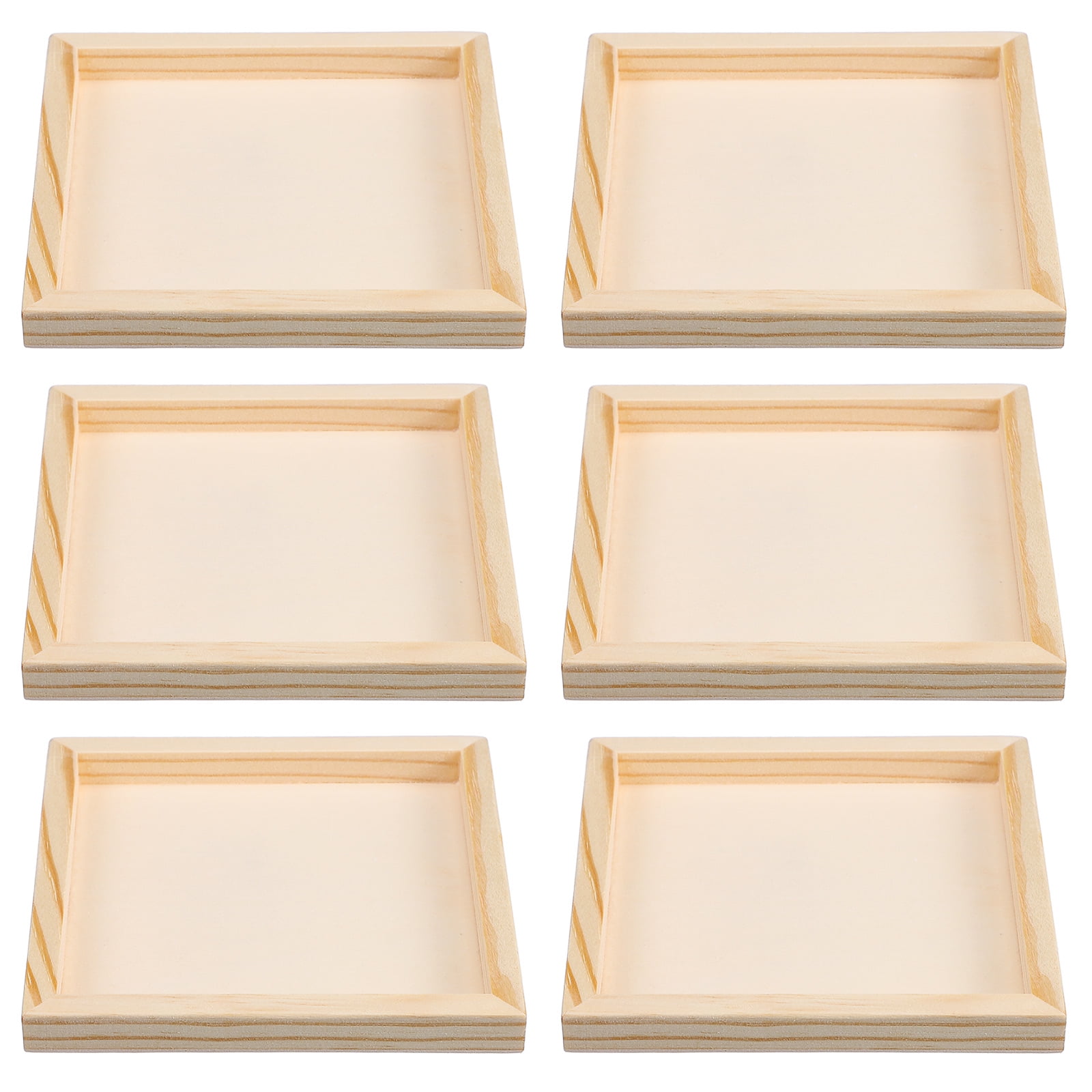 DIALLY 6 Pcs Unfinished Wood Serving Trays DIY Wooden Trays Blank Wood ...