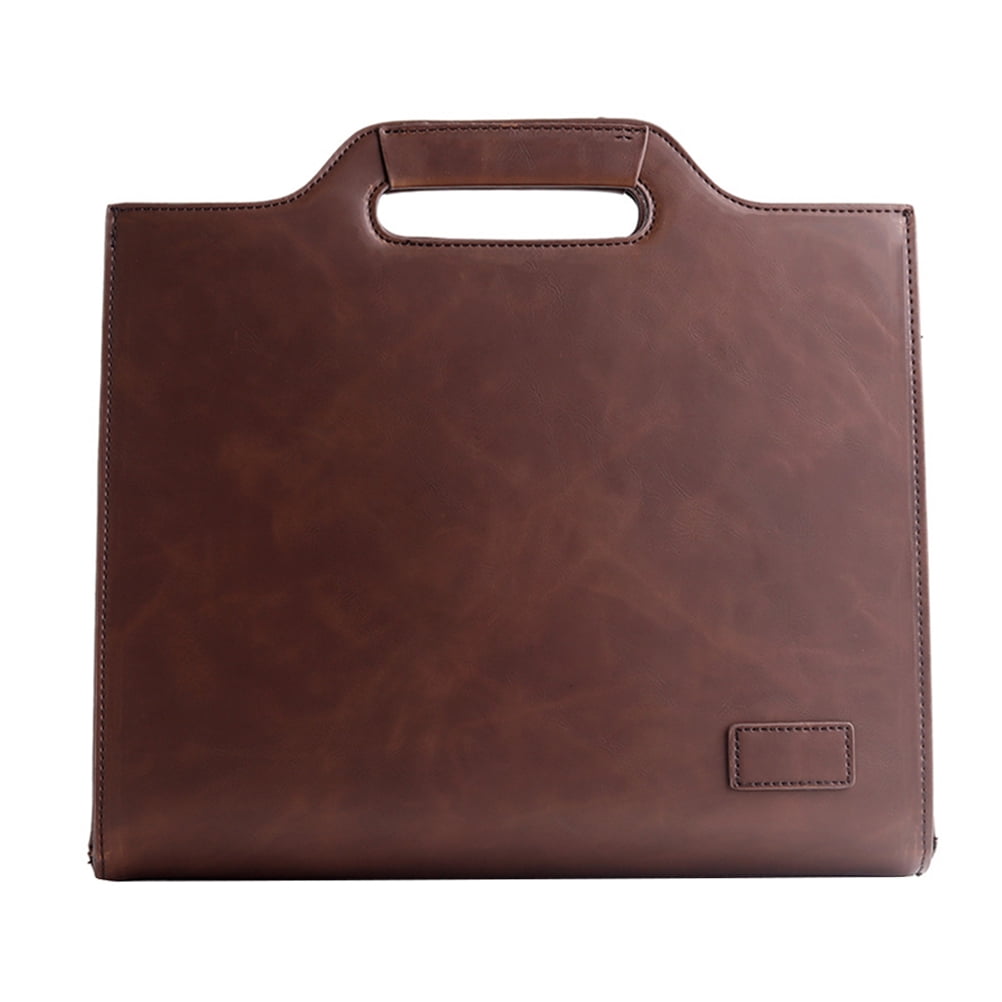 DIALLY Vintage Briefcase PU Leather Storage Bag Document Bag Waterproof ...