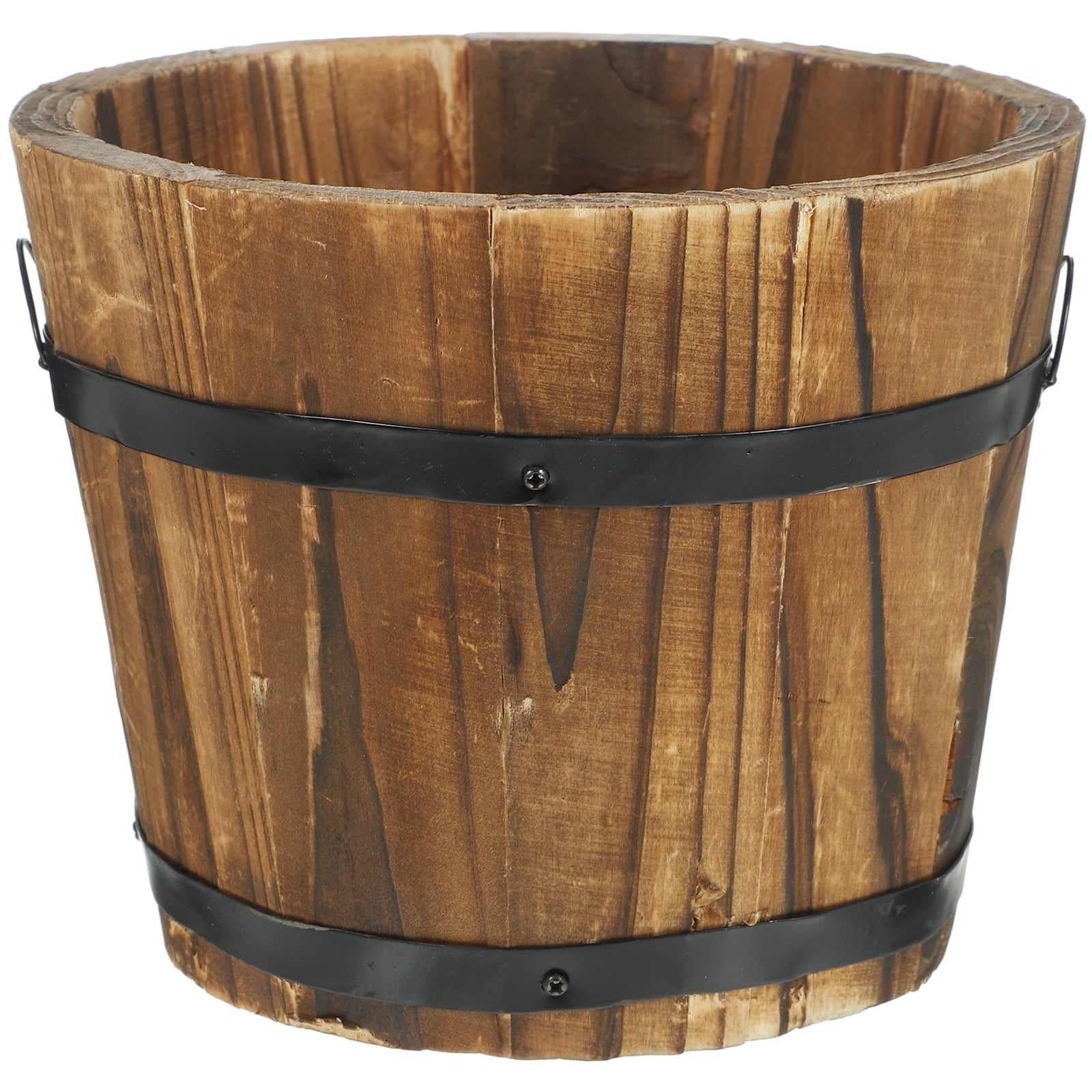 DIALLY Wood Barrel Planter Garden Plant Container Plant Pot Outdoor ...