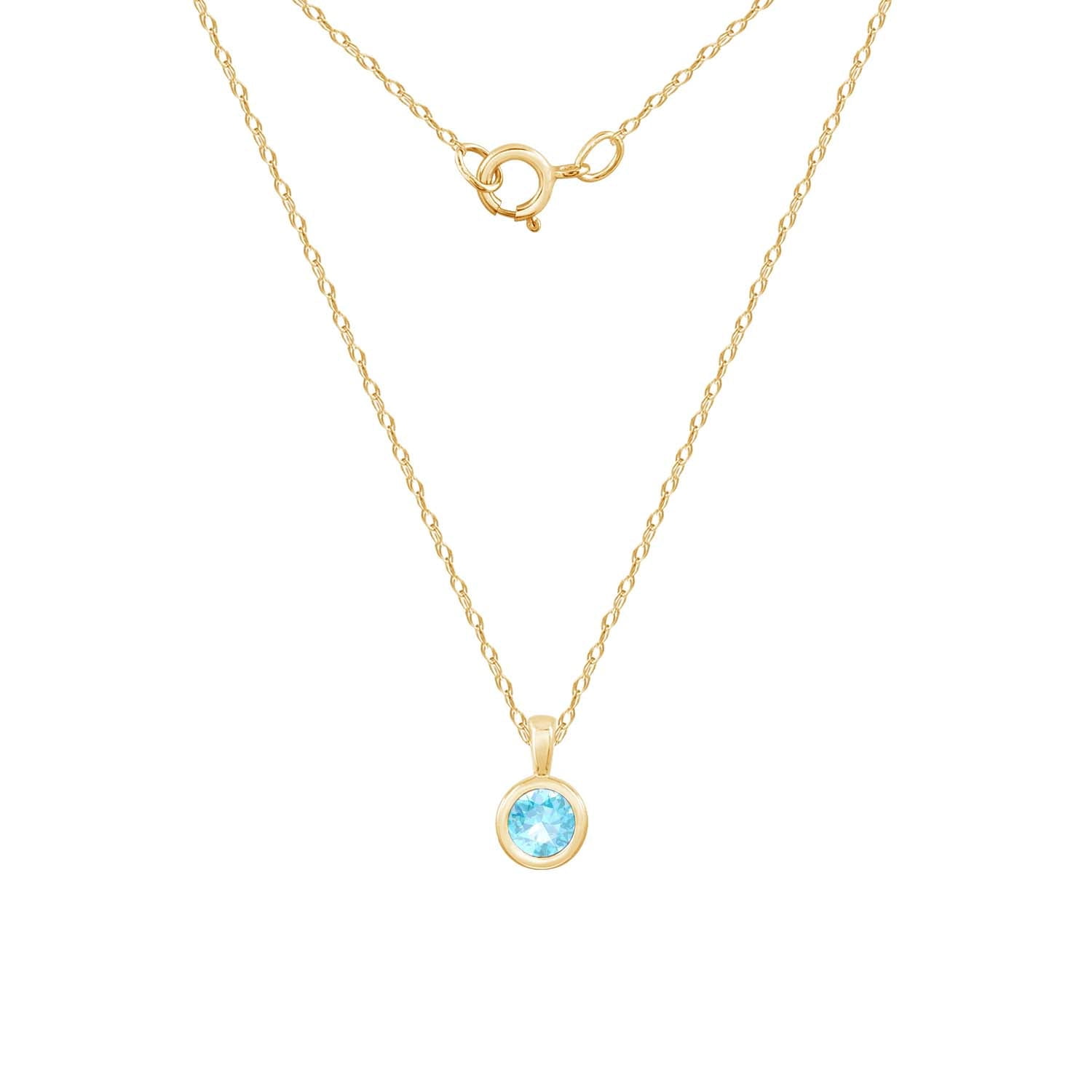 DIAMONBLISS 10K Real Solid Gold Solitaire March Birthstone Necklace for ...