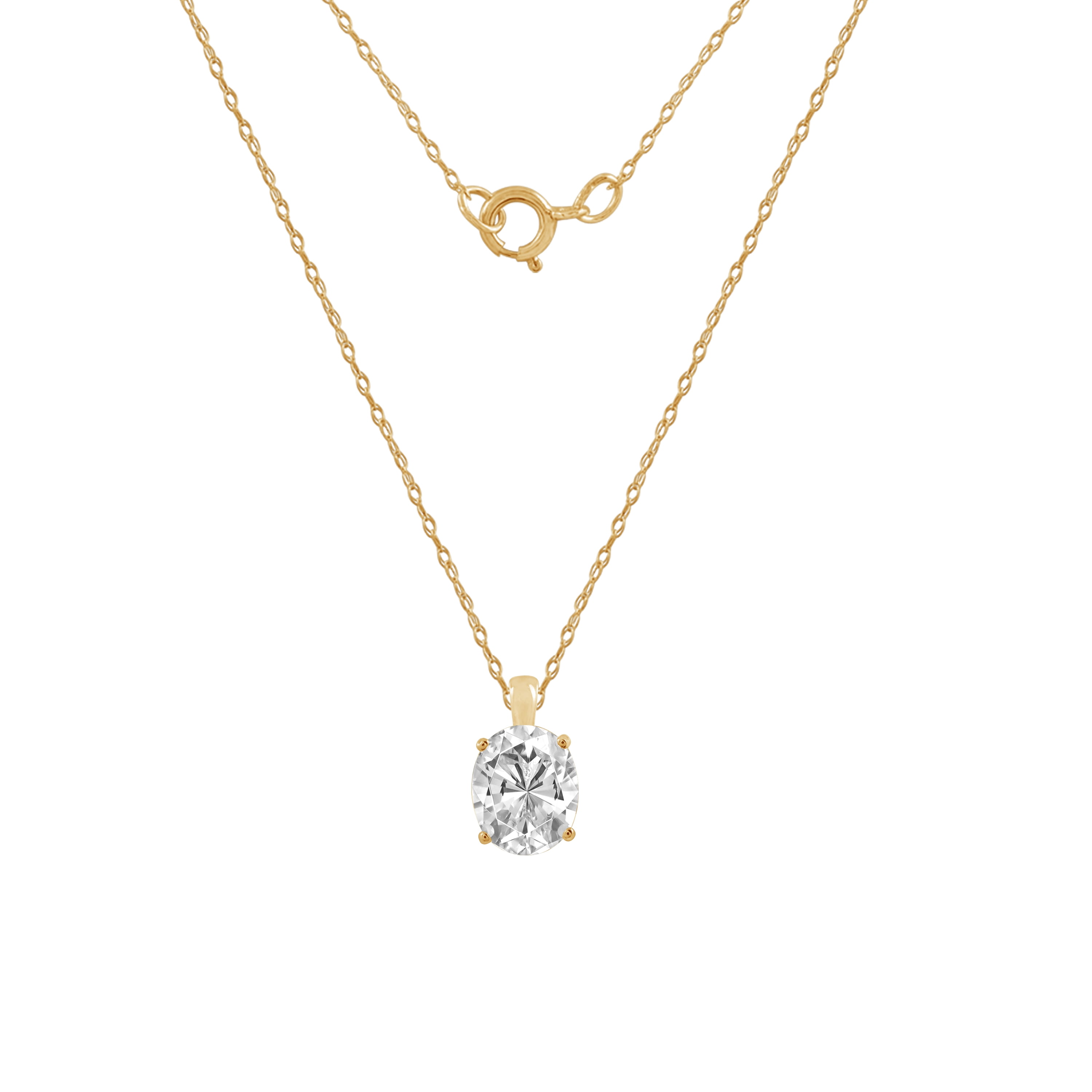 DIAMONBLISS 10K Real Solid Gold Solitaire Necklace for Women | 10K ...