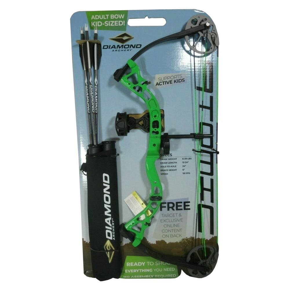 DIAMOND ARCHERY Youth Atomic Left Hand 29lb Neon Green Compound Bow ...