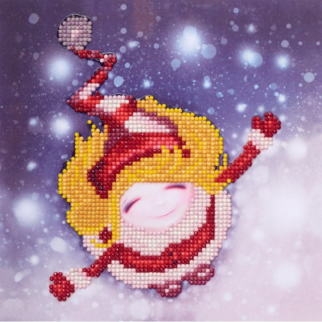 DIAMOND ART BY LEISURE ARTS Girl In Snow, 8"x8", Beginner Diamond ...