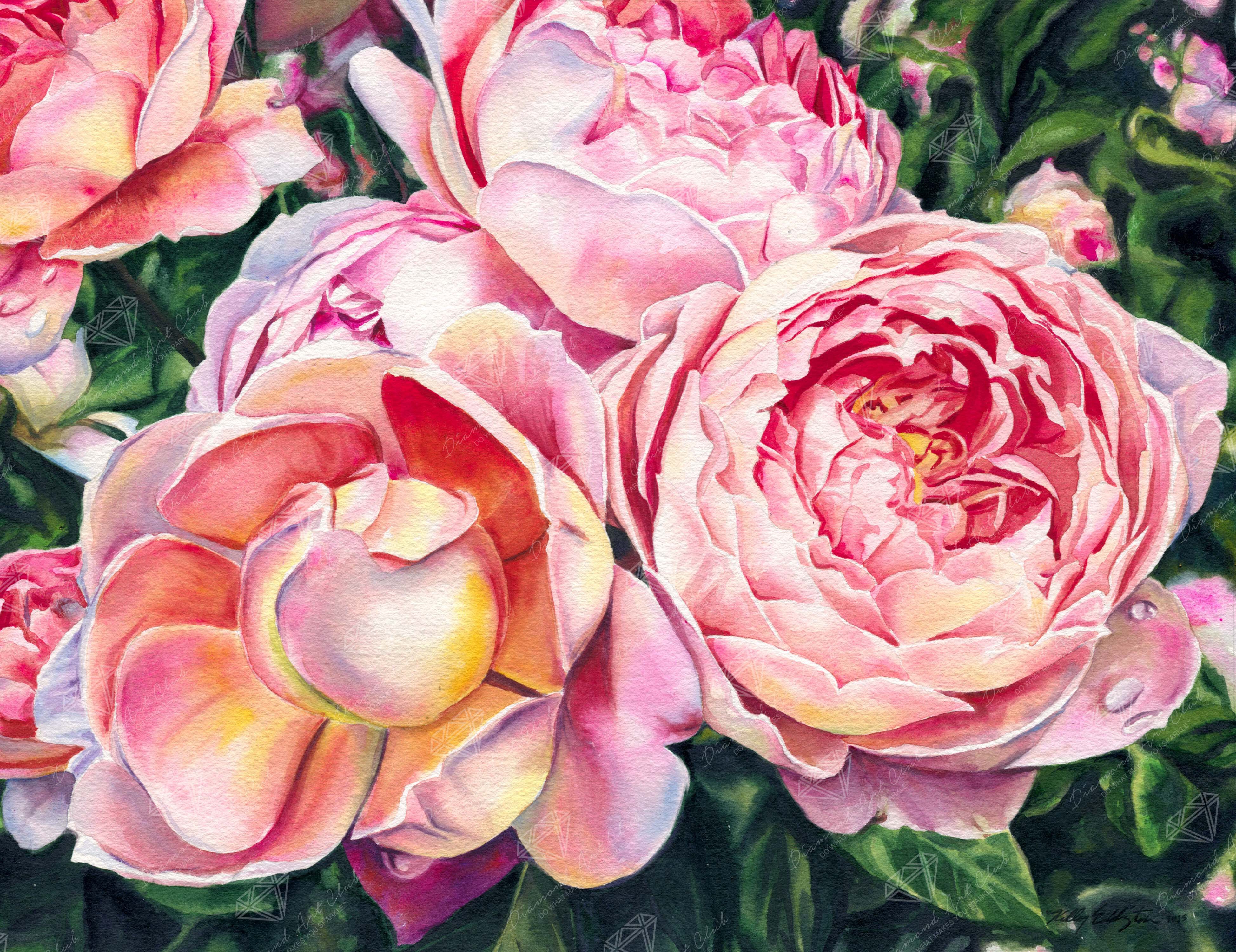 DIAMOND ART CLUB Pink Roses Diamond Painting Kit 26" x 20" (66cm x 51cm ...
