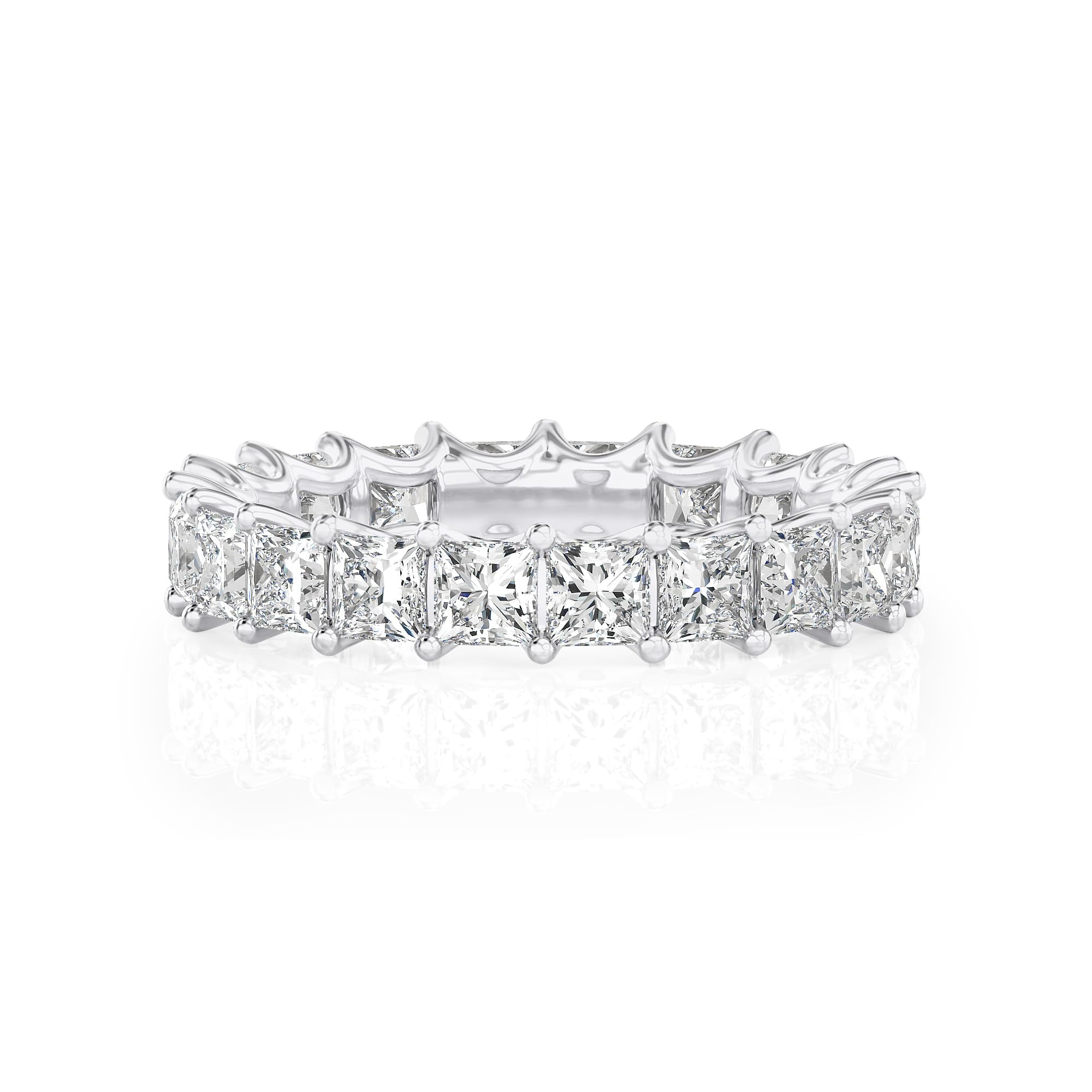 DIAMOND CLUB 4 Carat Lab Grown Diamond Princess Eternity Ring 14K White ...
