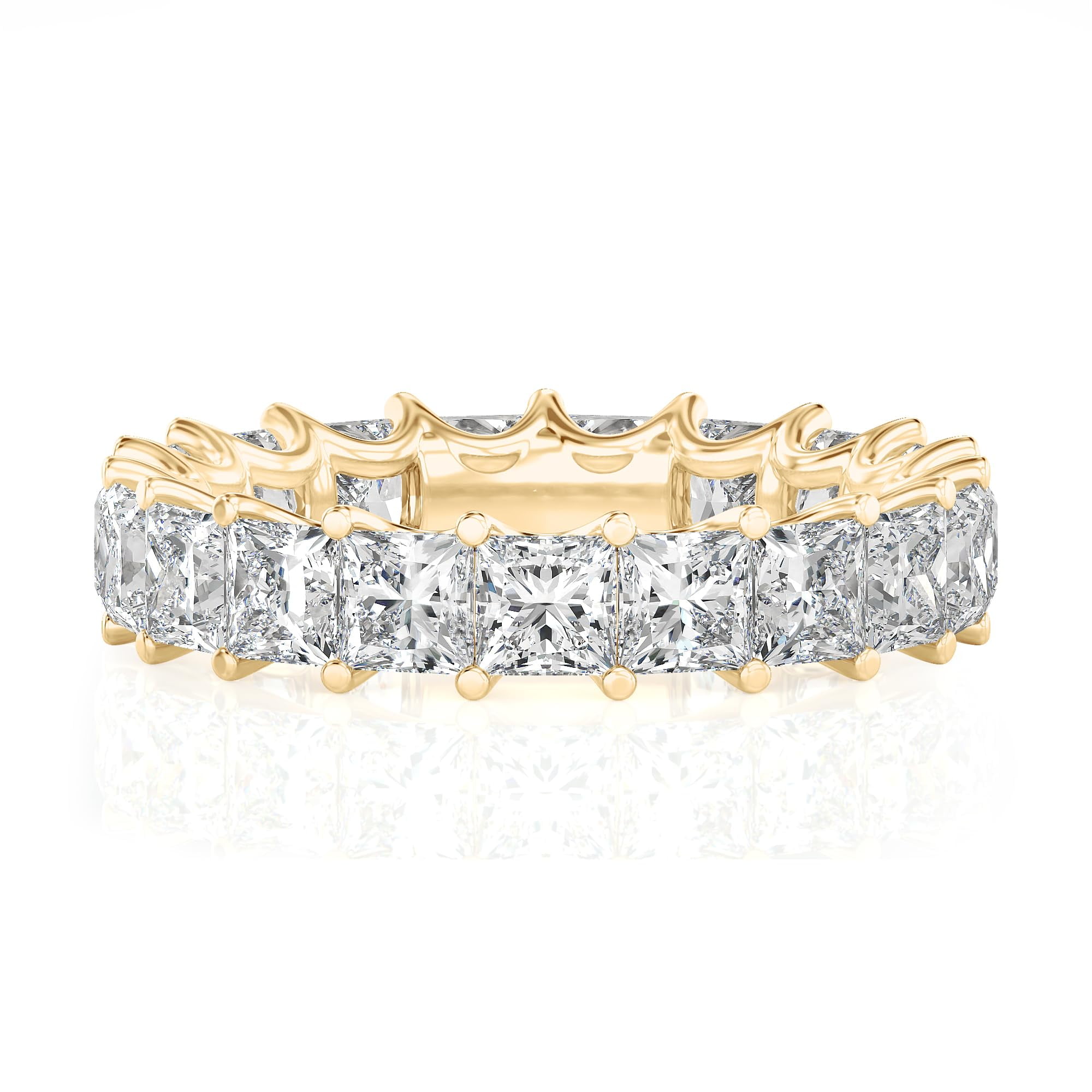 DIAMOND CLUB 6 Carat Lab Grown Diamond Princess Eternity Ring 14K ...