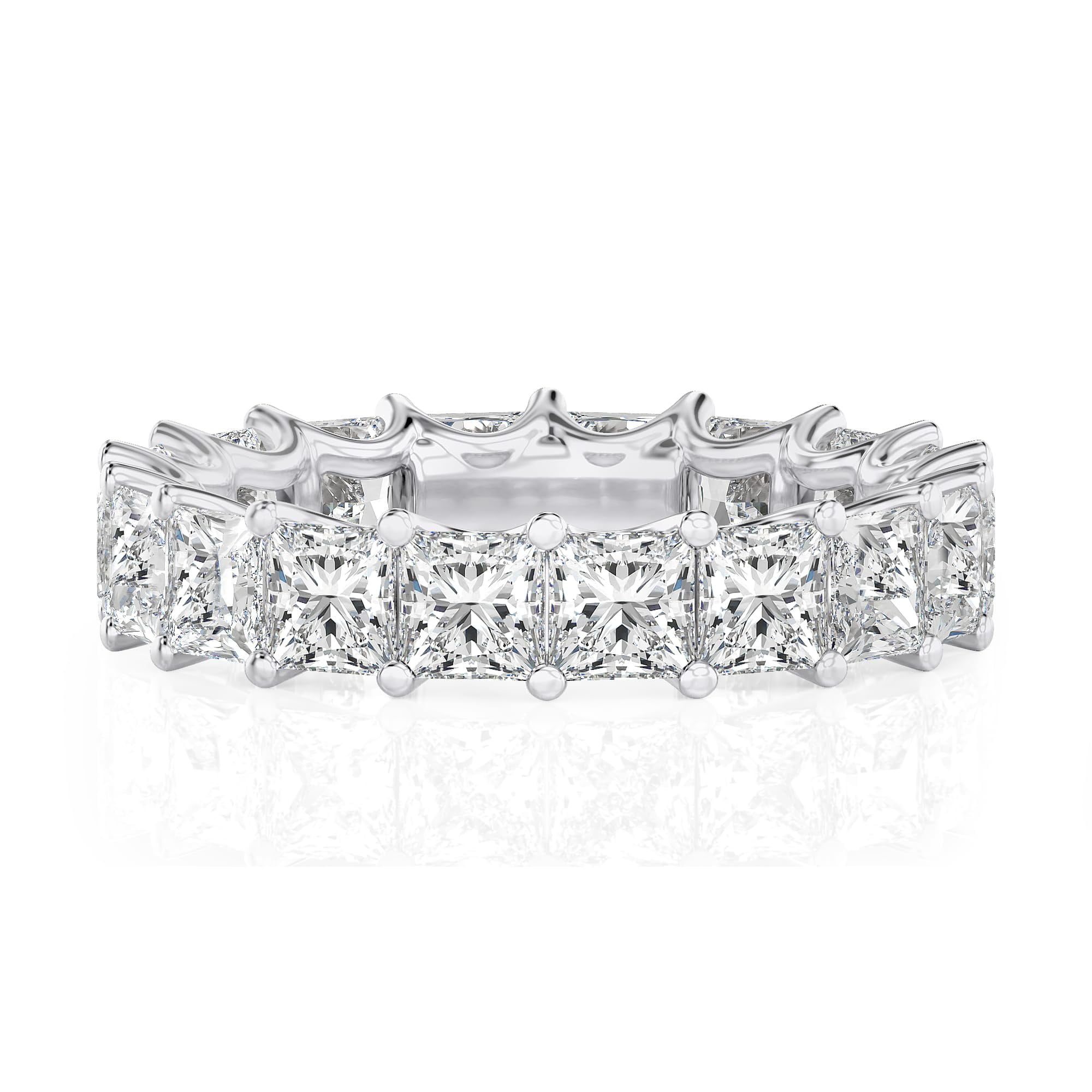 DIAMOND CLUB 7 Carat Lab Grown Diamond Princess Eternity Ring 14K White ...