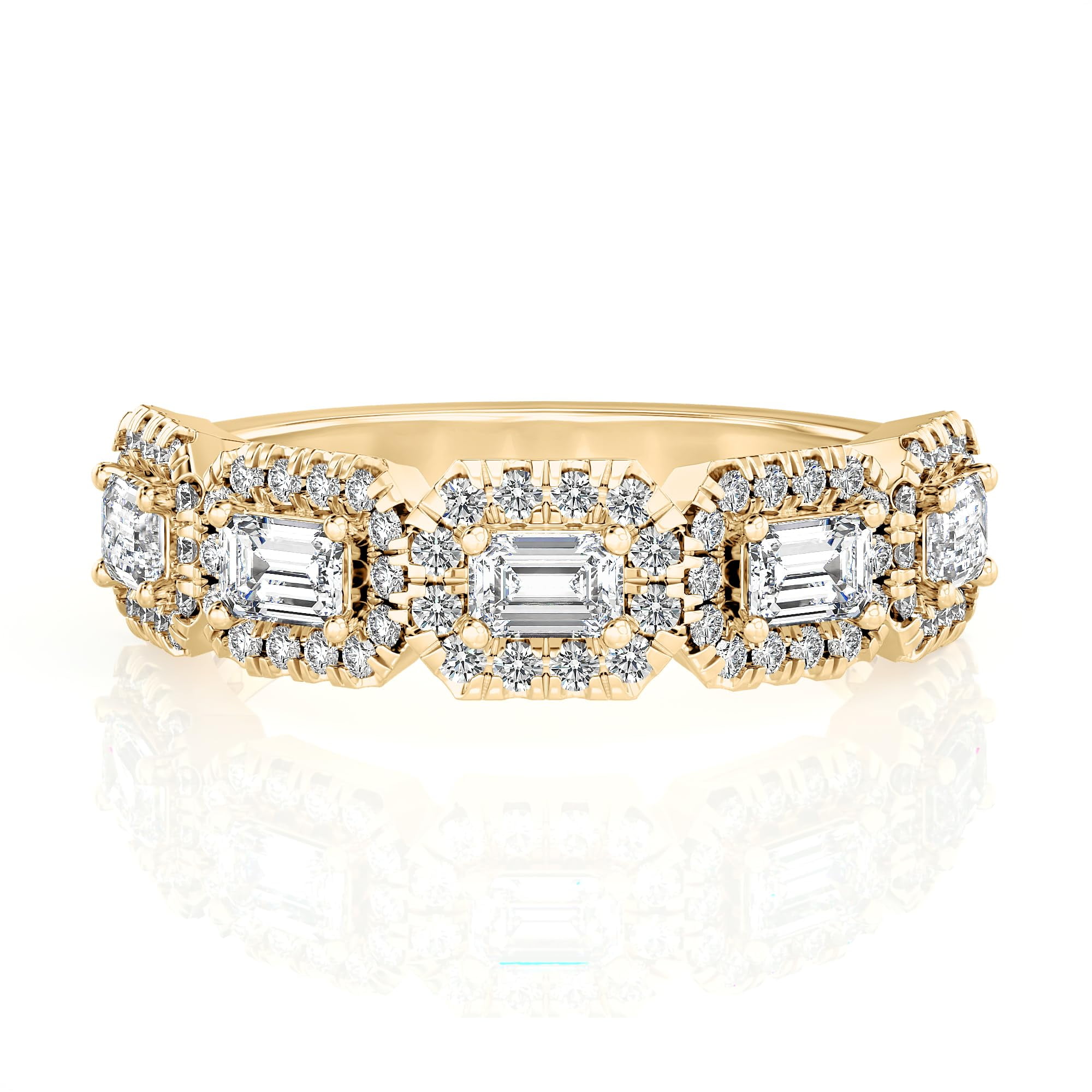 DIAMOND CLUB 81/50 Carat Lab Grown Diamond Emerald Ring 14K Yellow Gold ...