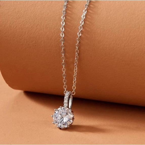 DIAMOND SEA 1.25Ct Round Moissanite Pendant Necklace for Women 925 ...