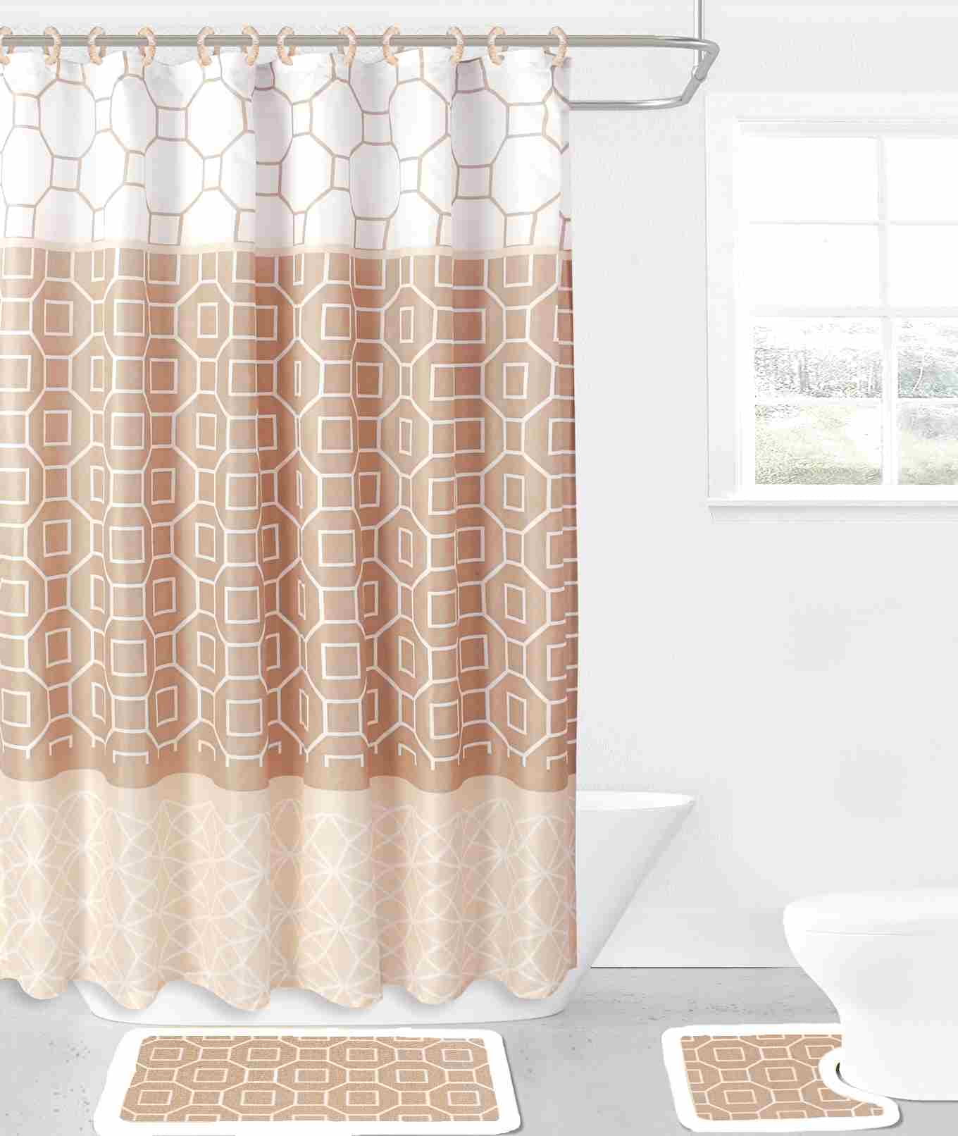 DIAMOND TAUPE / TAN 15-piece Hotel Bathroom Sets - 2 Non-Slip Bath Mats ...