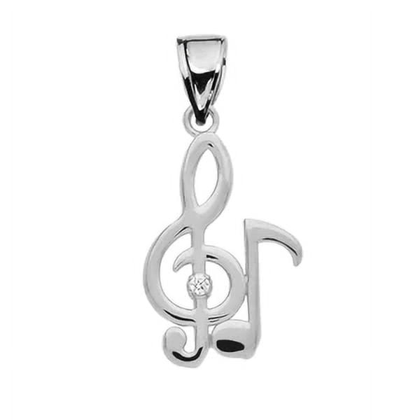 DIAMOND TREBLE CLEF AND EIGHTH NOTE MUSIC STERLING SILVER PENDANT ...