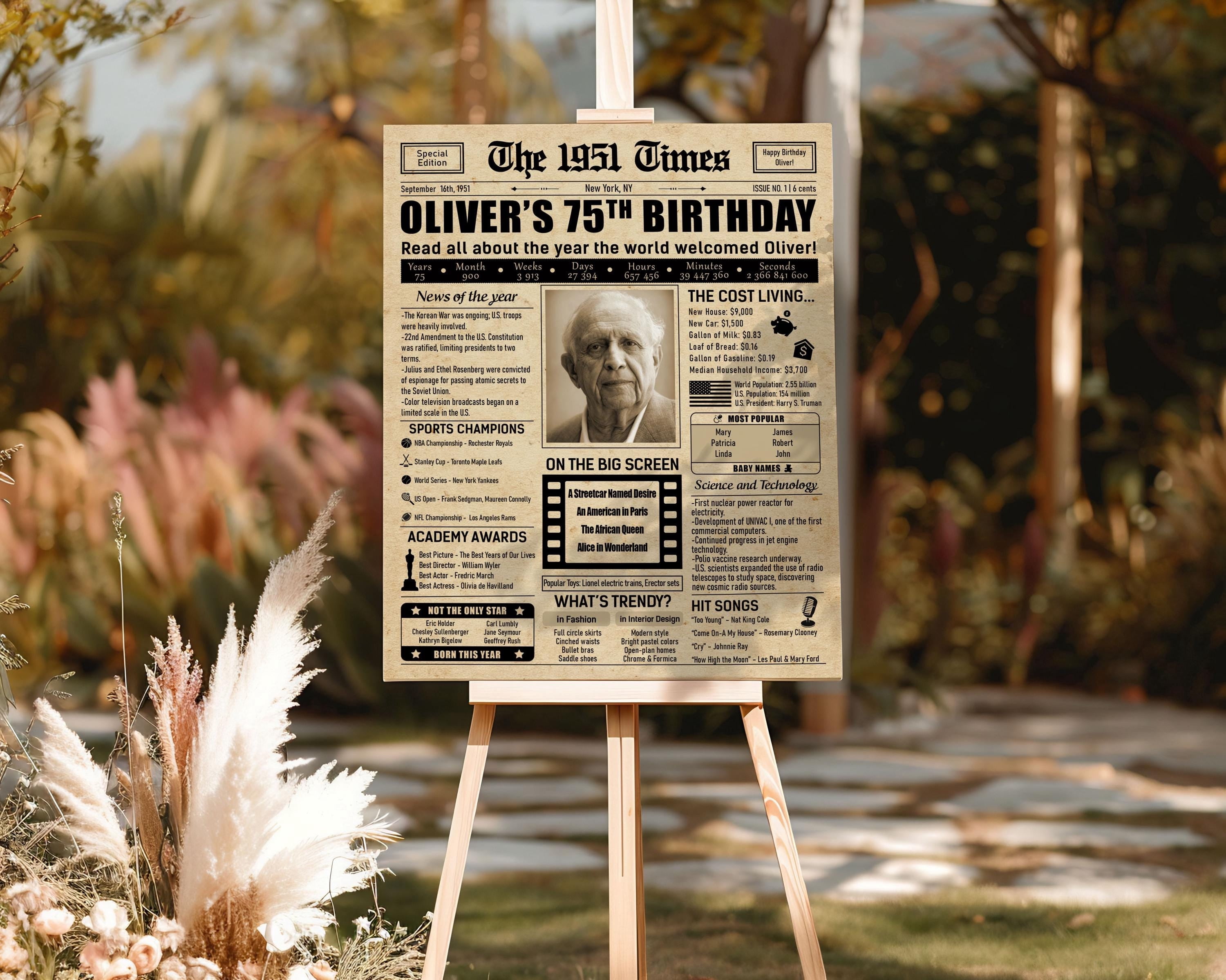 DIANANA 75th Birthday Newspaper Poster: Back in 1951 Facts - Party ...