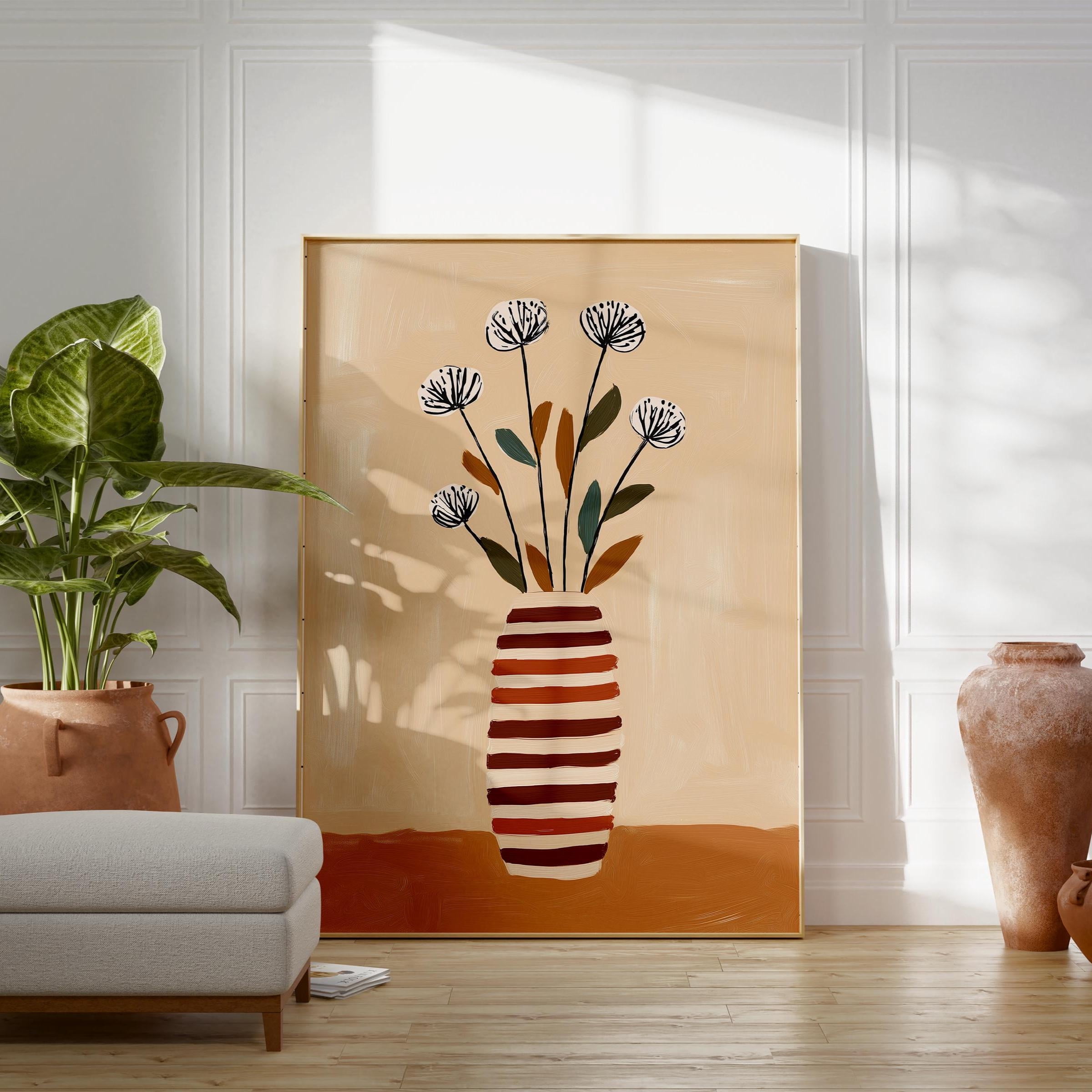DIANANA Abstract Poppy Bouquet | Striped Vase Poppies Decor | Earth ...