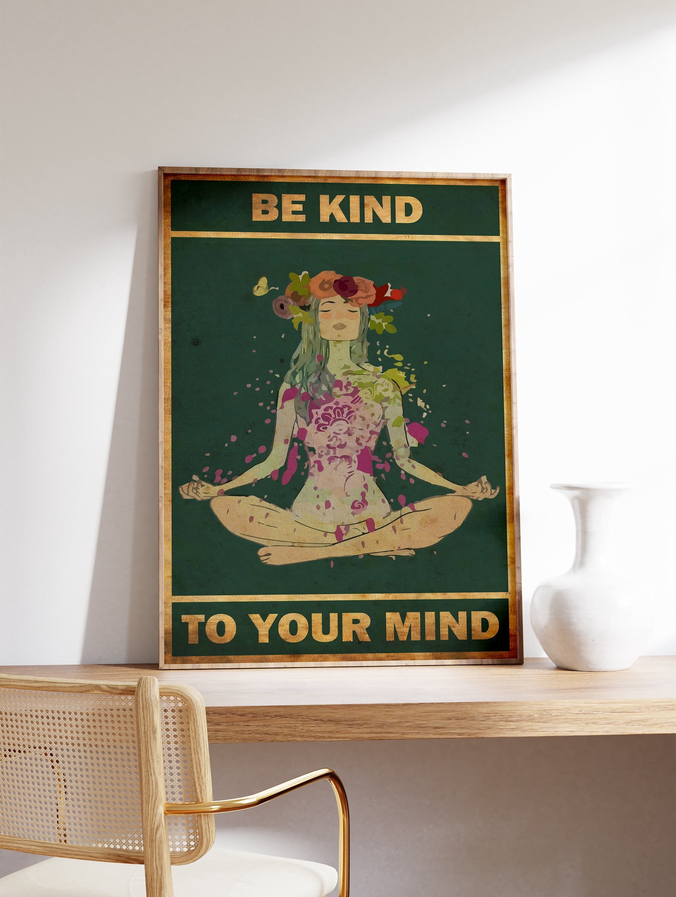 DIANANA Be Kind To Your Mind Poster, Yoga Poster, Floral Poster, Floral ...