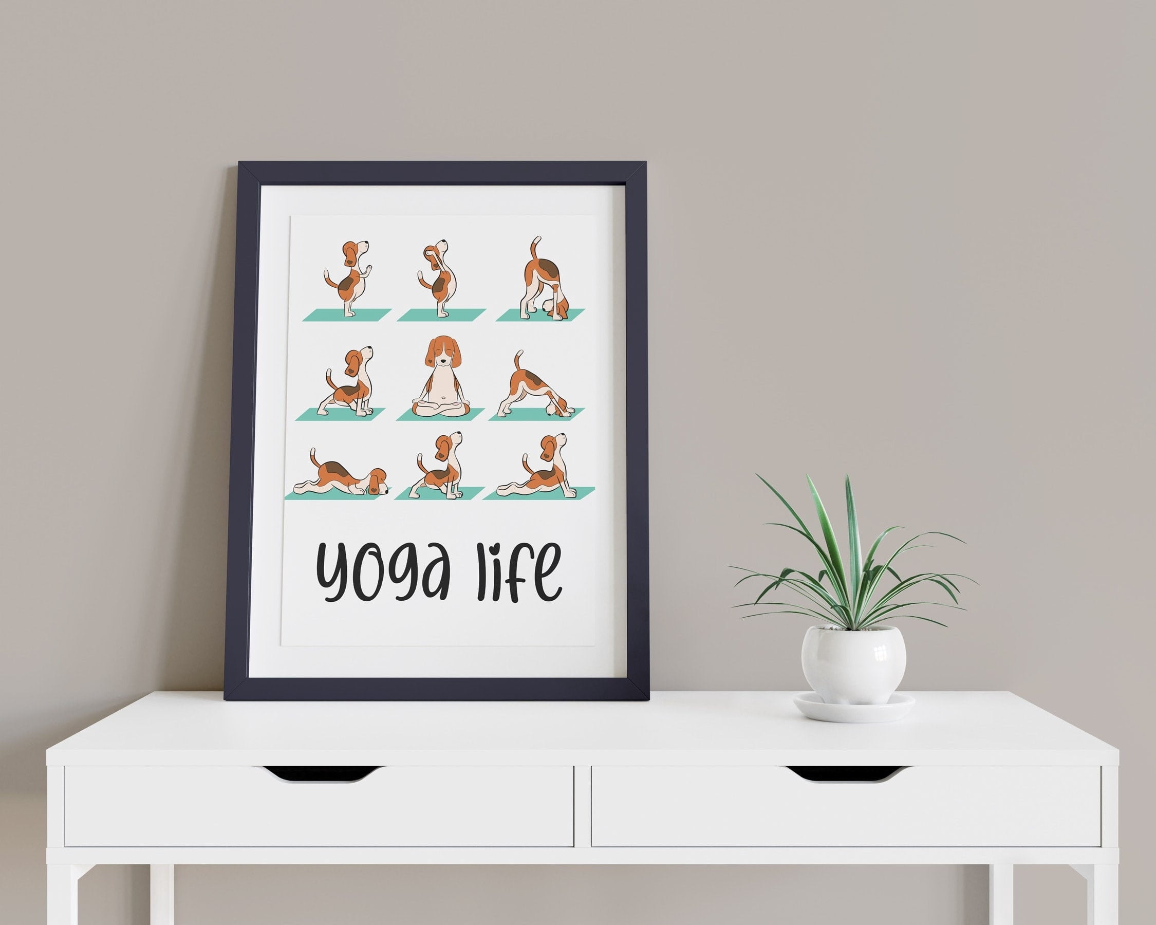 DIANANA Beagle Dog Yoga Poses Art Poster: Puppy Wall Decor - Walmart.com
