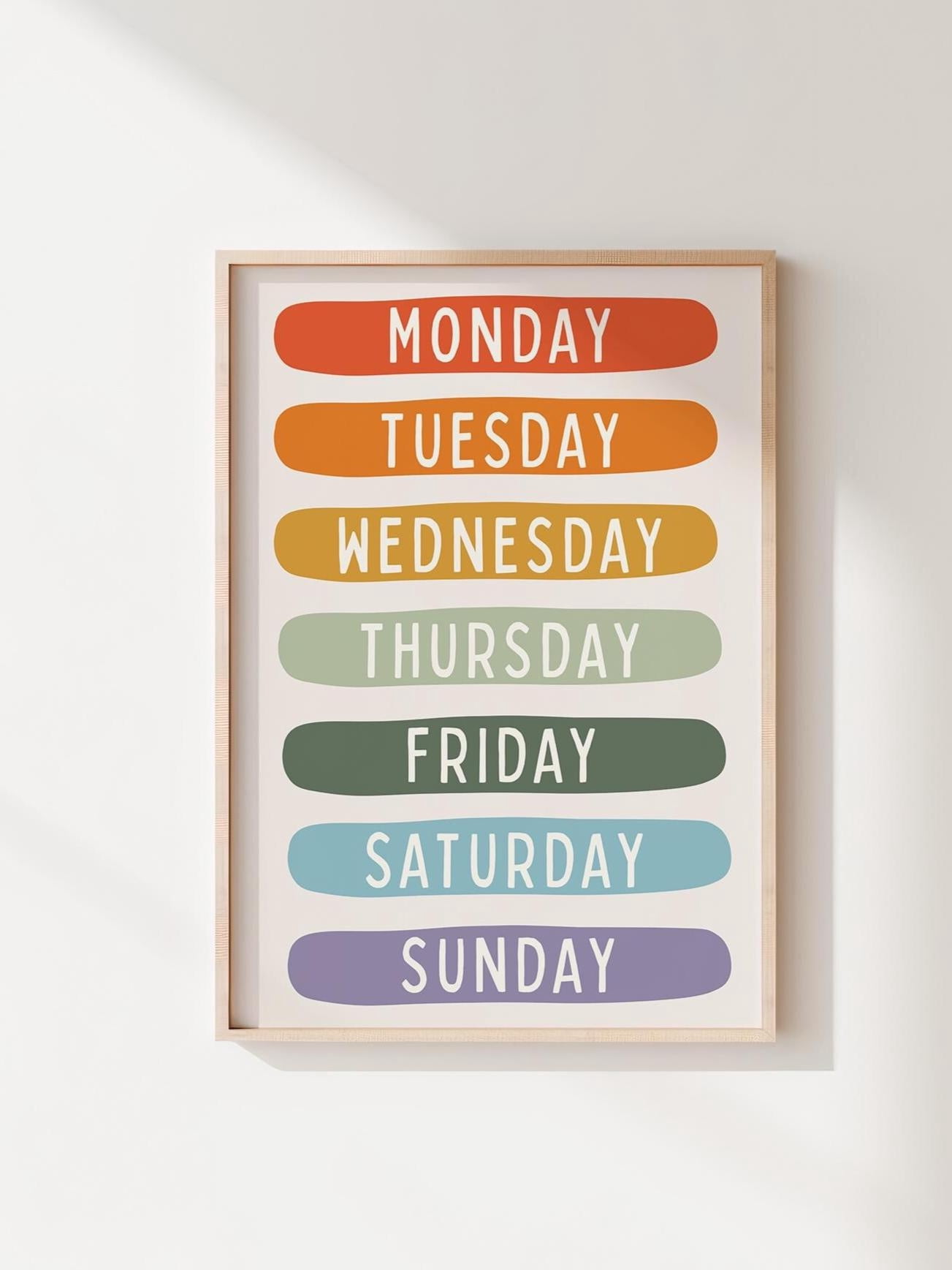 DIANANA Days of the Week Wall Art • Educational Playroom Poster ...