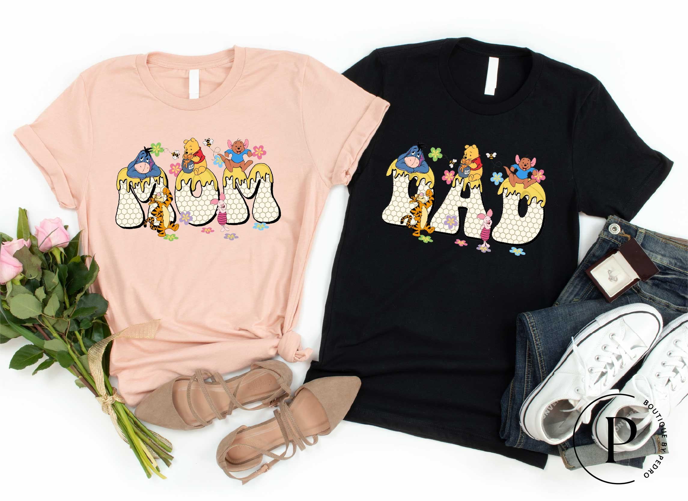 DIANANA Disney Winnie The Pooh Dad And Mom T-Shirt, Disney Mom Dad ...