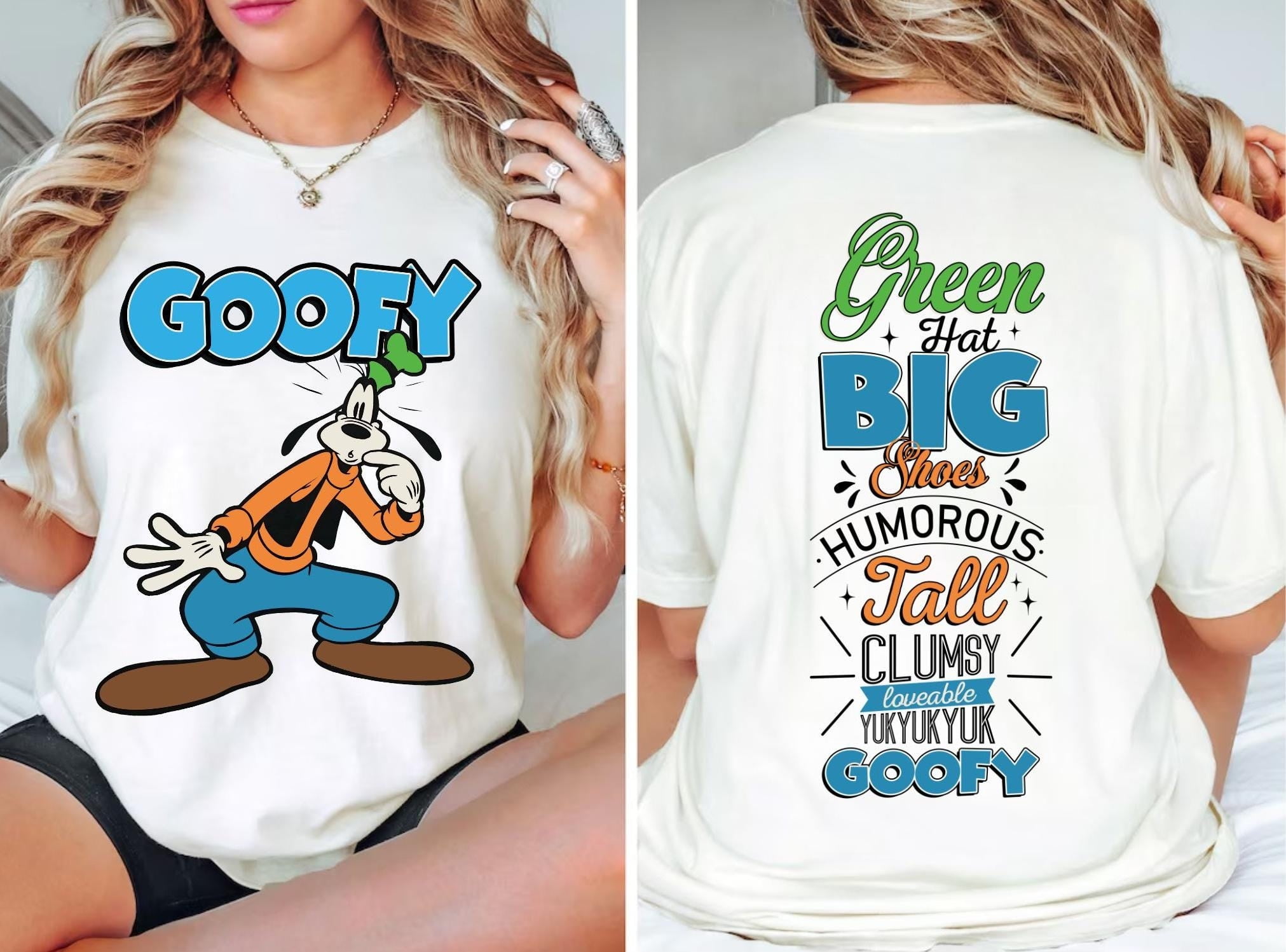 DIANANA Double Sided Disney Goofy Calligraphy Shirt, Fun Goofy T-shirt ...