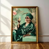 DIANANA Funny Monkey in Robe Poster: Animal Bathroom Art, Green ...
