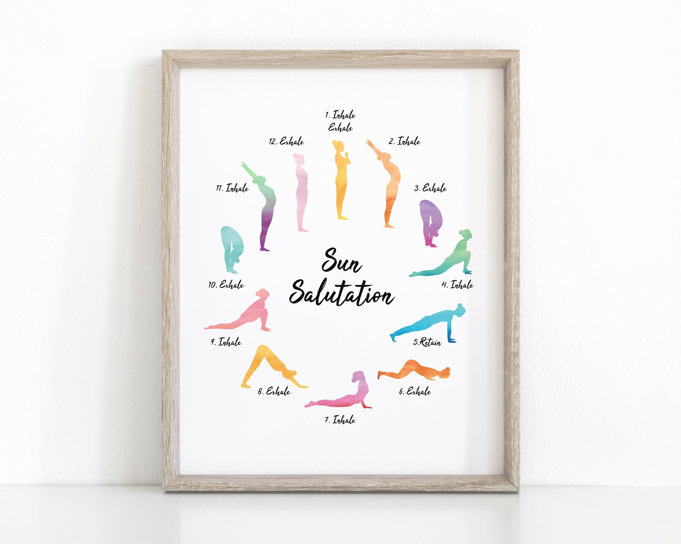 DIANANA Inhale Exhale Sun Salutation Yoga Poster, Yoga Flow - Walmart.com