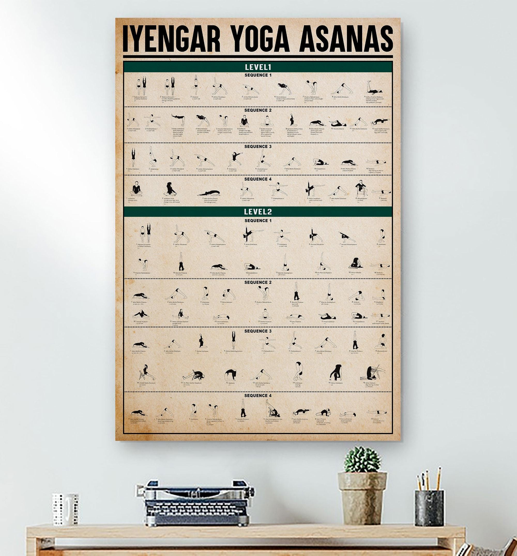 DIANANA Iyengar Yoga Poses Chart Poster, Gift For Yoga Teacher Wall Art ...