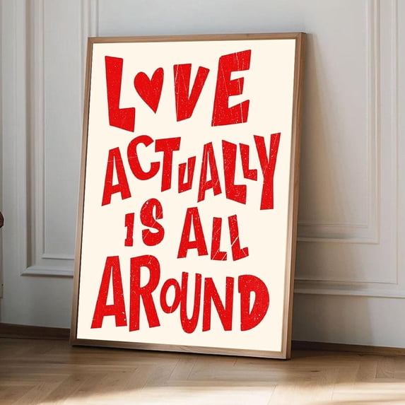 DIANANA Love Is All Around Poster, Retro Red Typography Wall Art ...