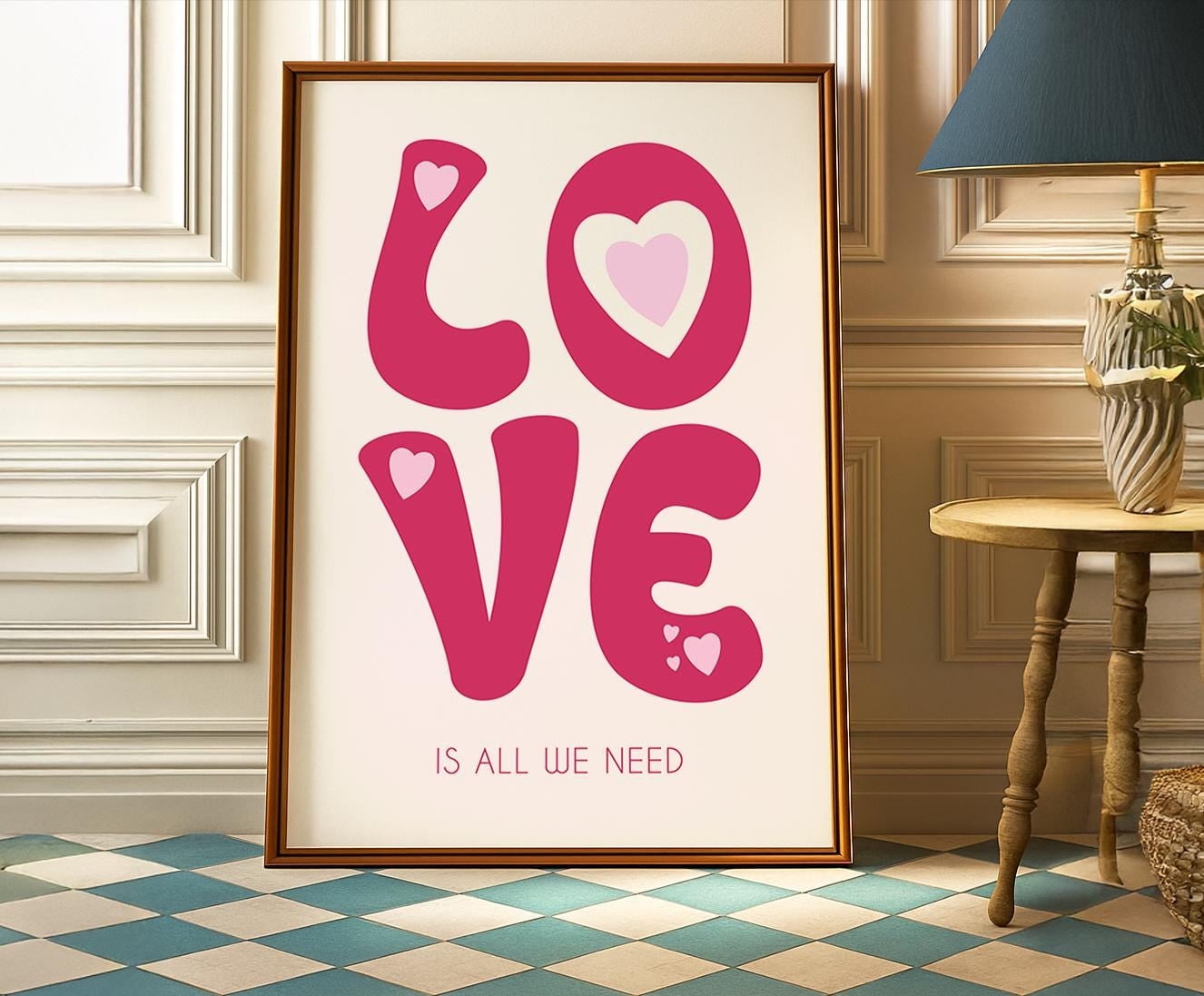 DIANANA Love is all we need Poster, Heart Valentine Trendy Modern Love ...