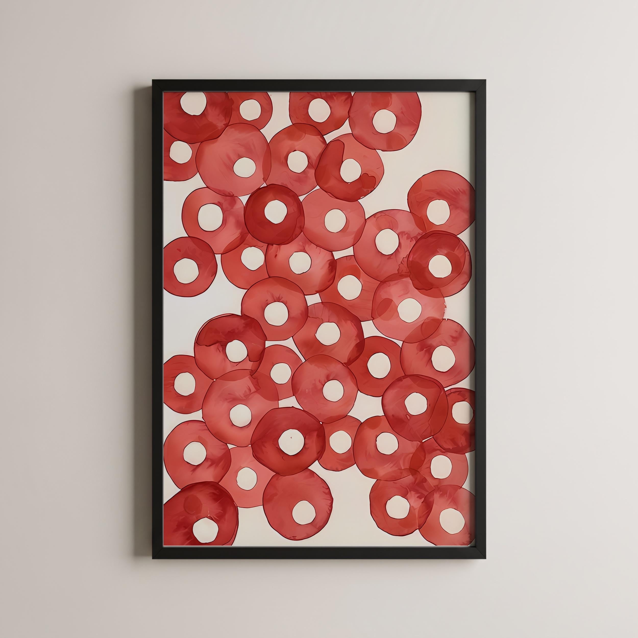 DIANANA Modern Wall Art, Red Abstract Circles, Contemporary Decor ...
