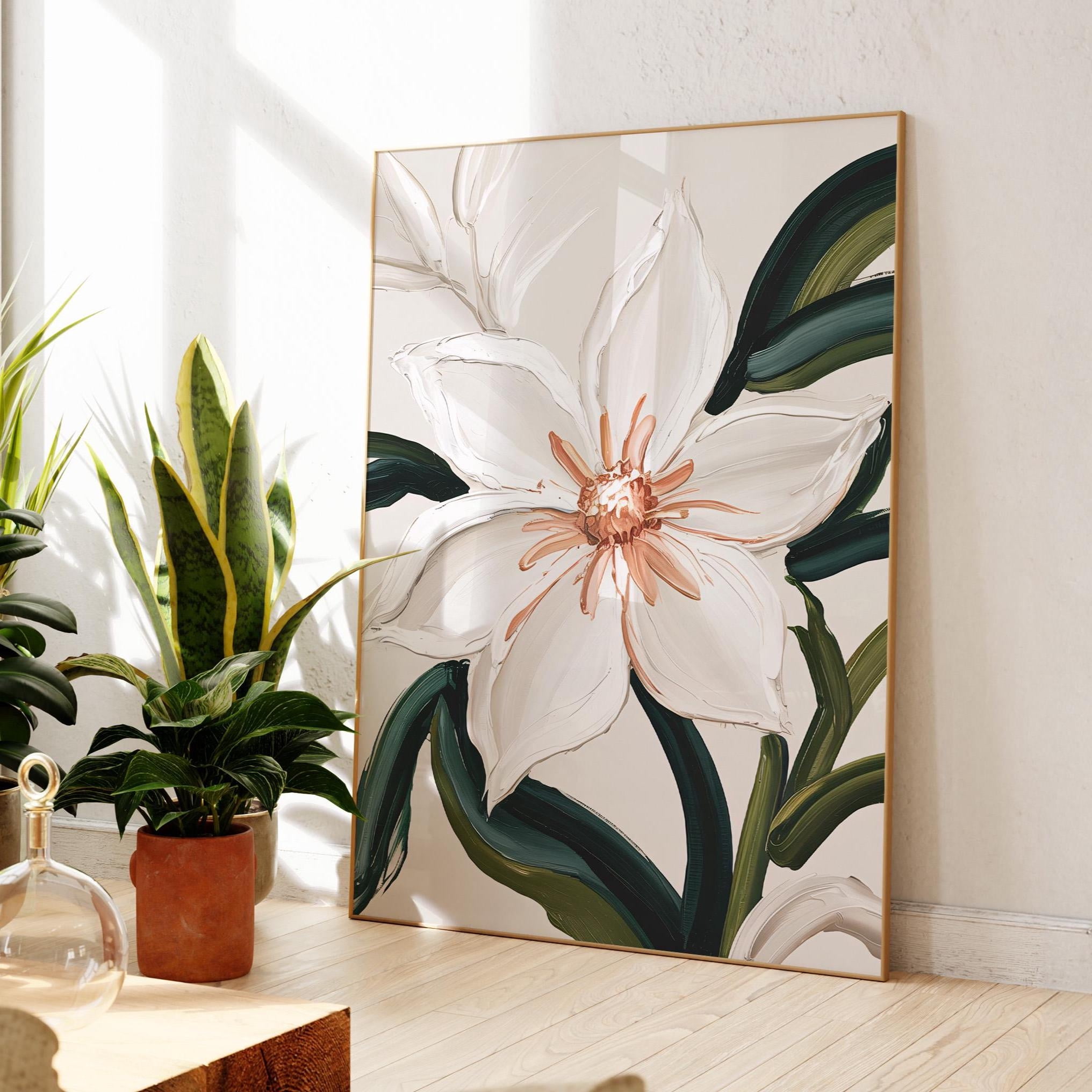 DIANANA Oil Paint Magnolia Flower | Modern Magnolia Poster | Abstract ...
