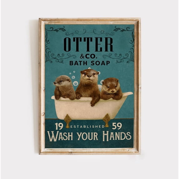 DIANANA Otter Poster Animal Bathroom Poster Otter Gift Otter Art ...