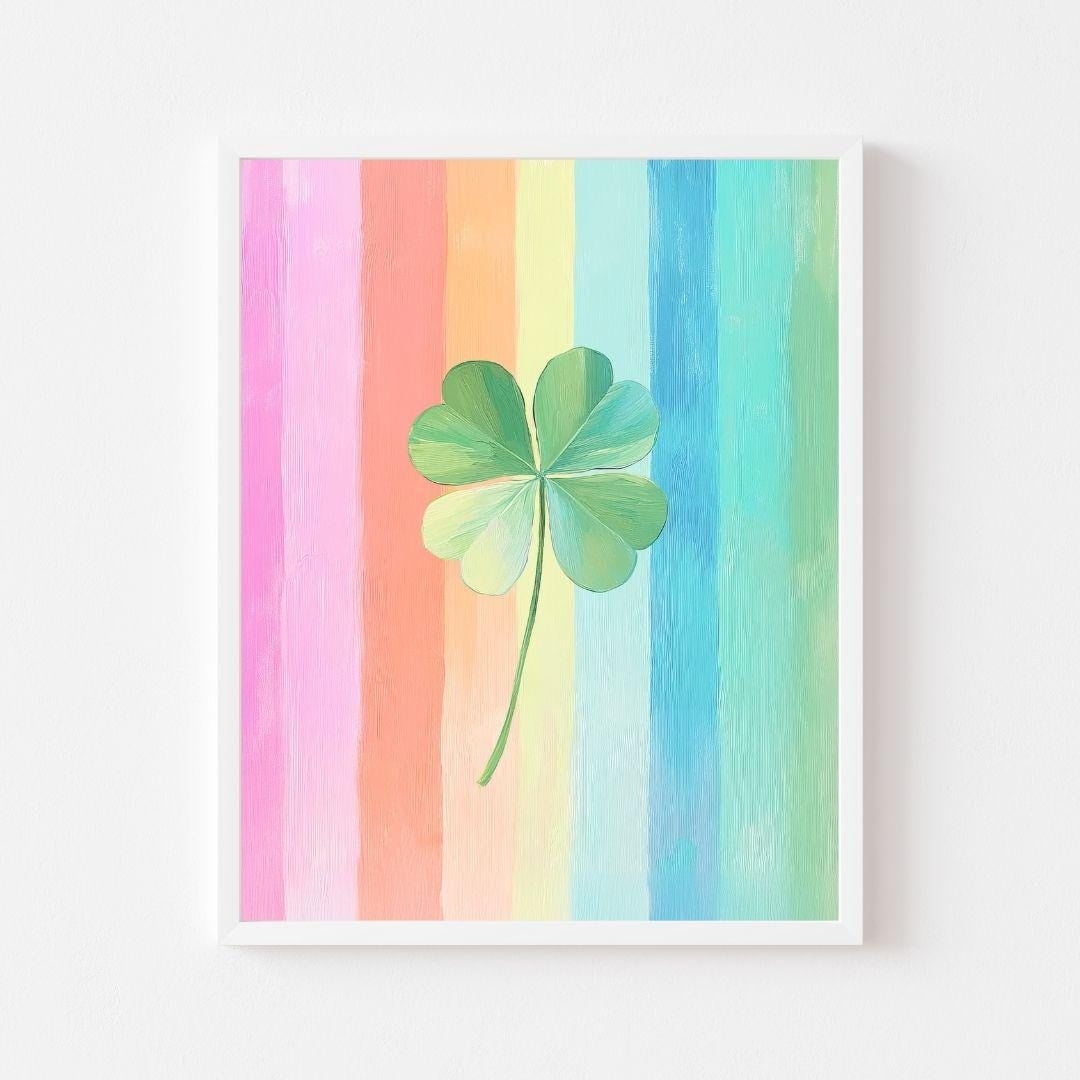 DIANANA Rainbow Shamrock Poster: St. Patrick's Day Pastel Art - Walmart.com