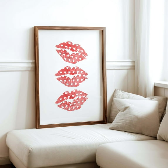 DIANANA Red Lips With Hearts Poster: Trendy Retro College Dorm Decor ...