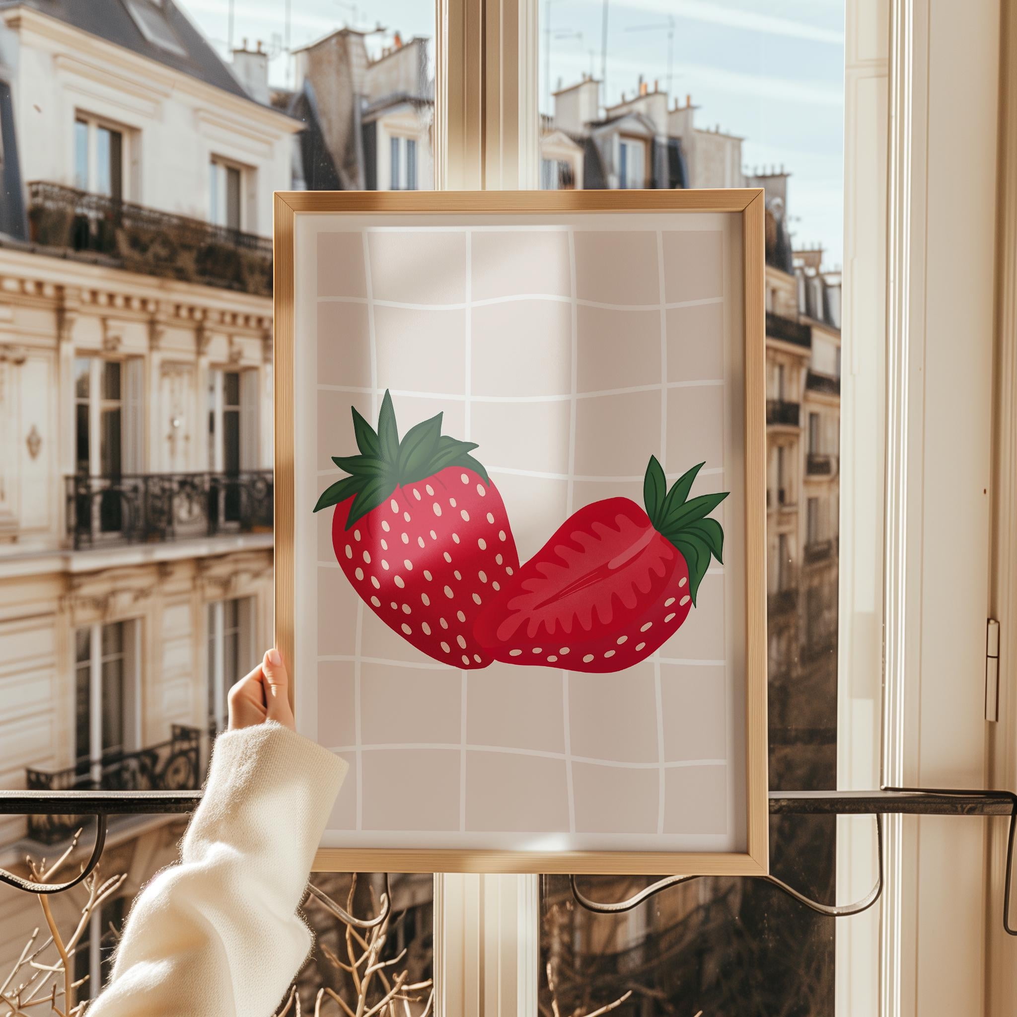 DIANANA Strawberry Print | Fruit Poster | Cottage Core Decor | Pink Red ...
