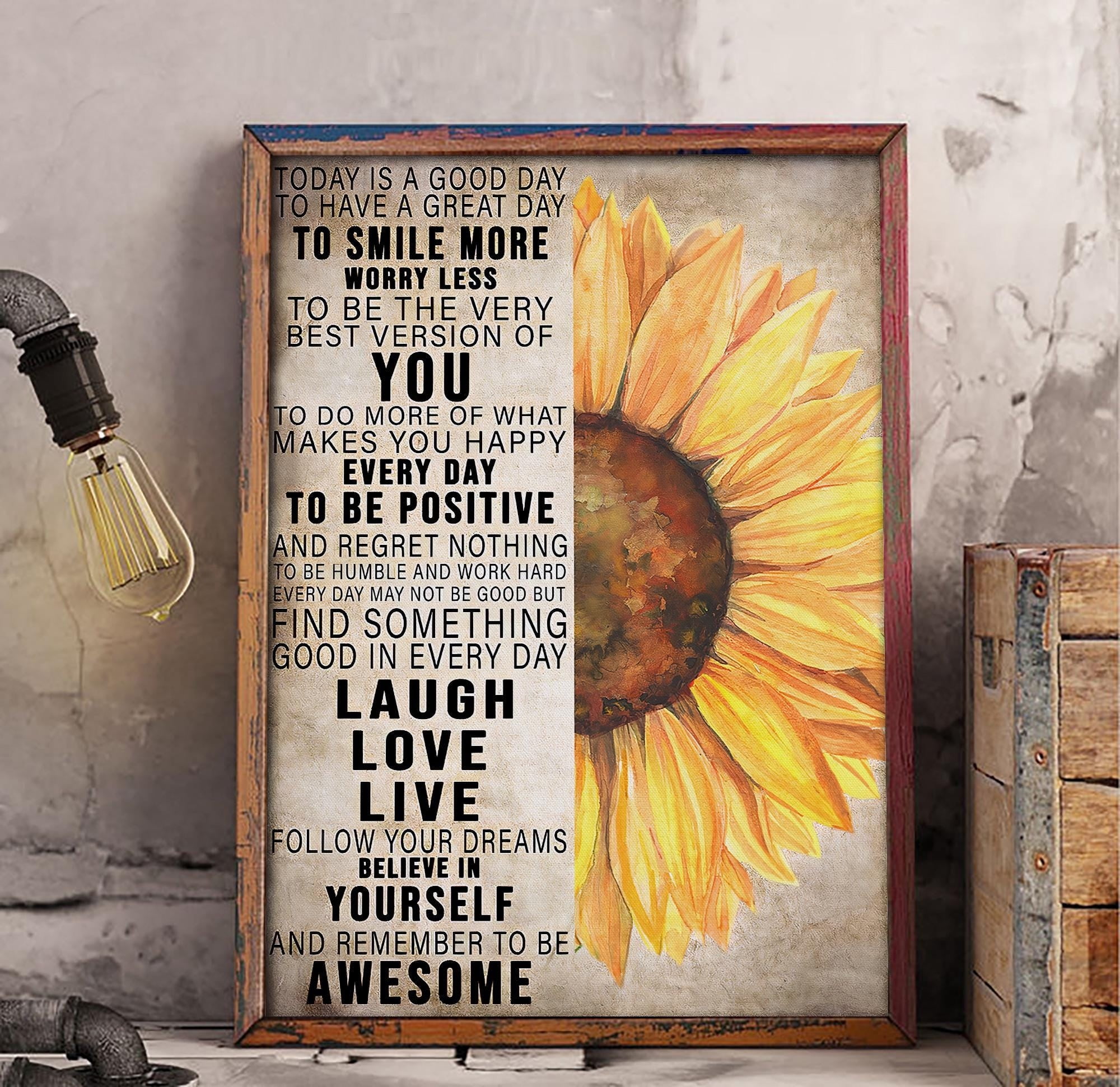 DIANANA Sunflower Inspirational Quote Poster Or Poster, Positive ...