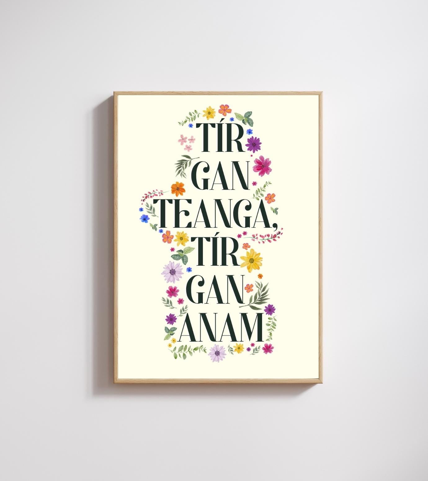 DIANANA Tír gan Teanga Irish Saying Poster, Floral Irish Language ...