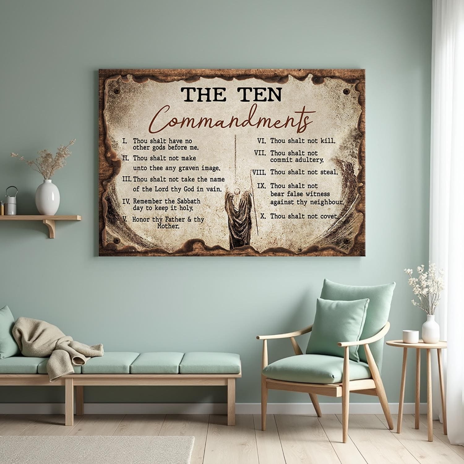 DIANANA The Ten Commandments Wall Art, Scripture Poster Print, Rustic ...
