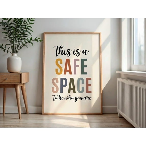 DIANANA This Is A Safe Space Poster, Rainbow Classroom, Playroom Sign ...