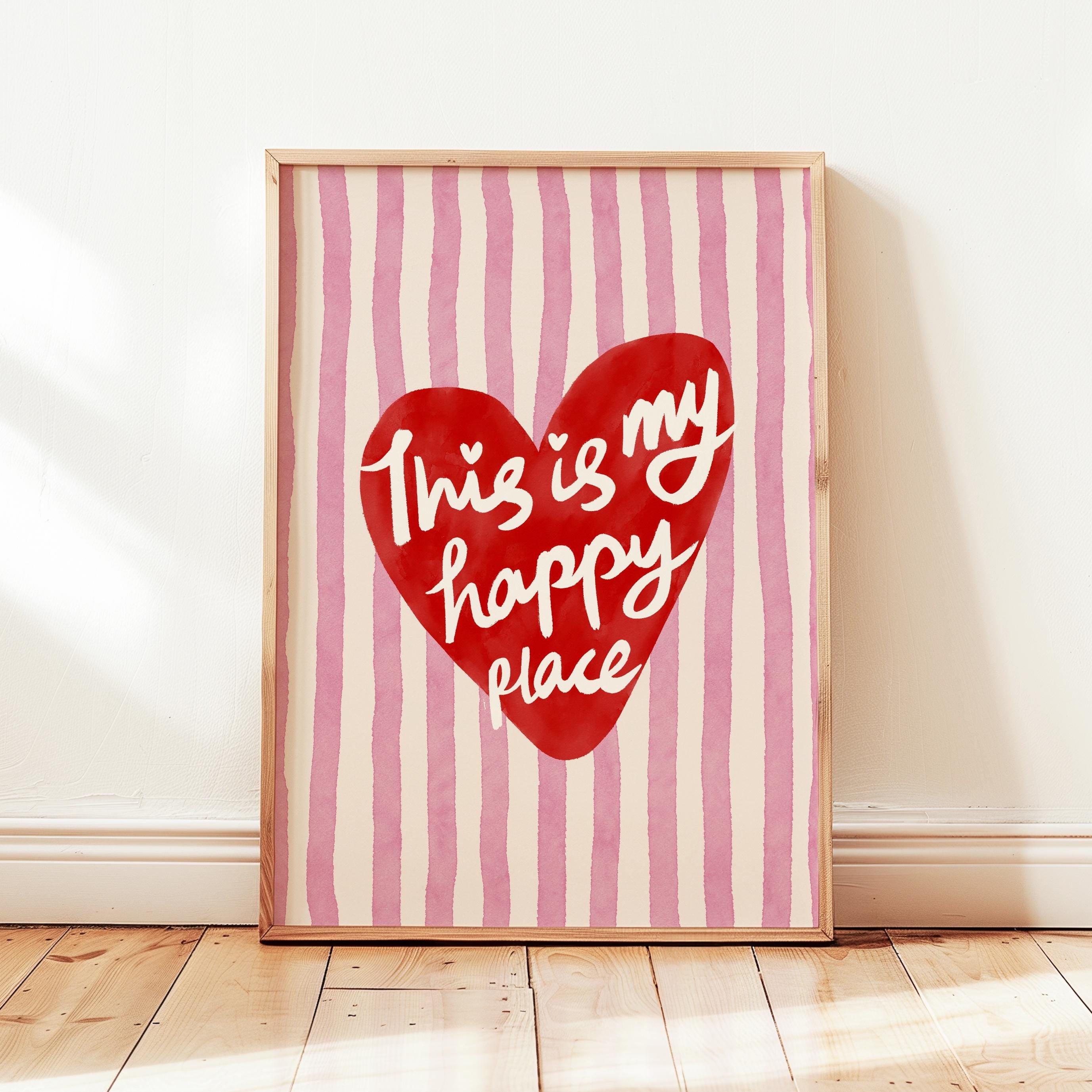 DIANANA This Is My Happy Place Print, Retro Heart Stripes Poster ...