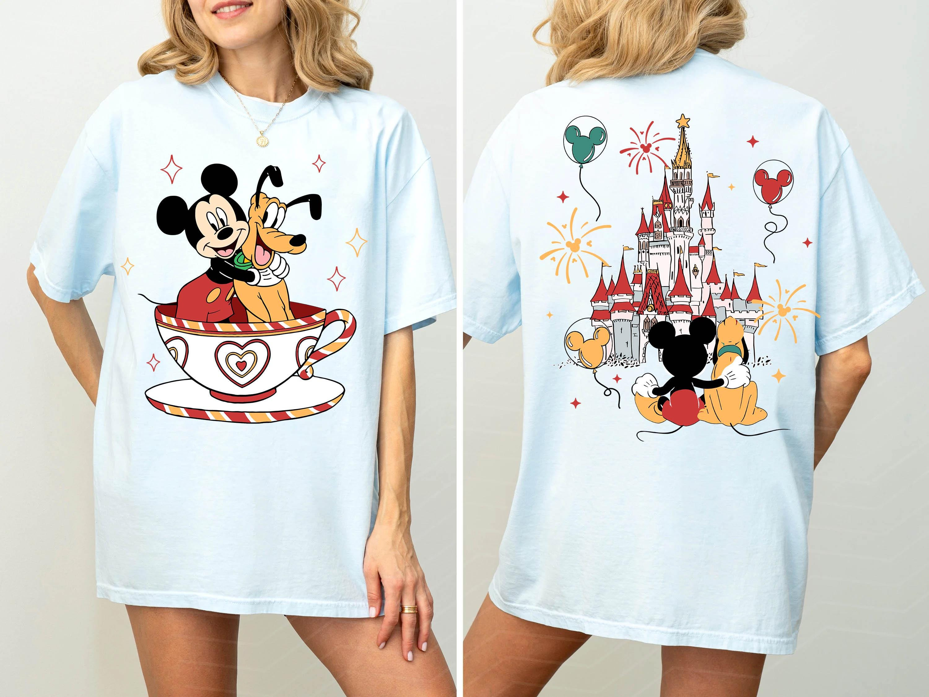 DIANANA Two Sided Mickey Mouse And Pluto Dog Mad Tea Cup Party Shirt ...