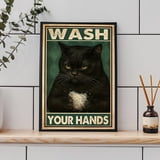 DIANANA Wash your Hands Black Cat Print, Funny Bathroom Poster ...
